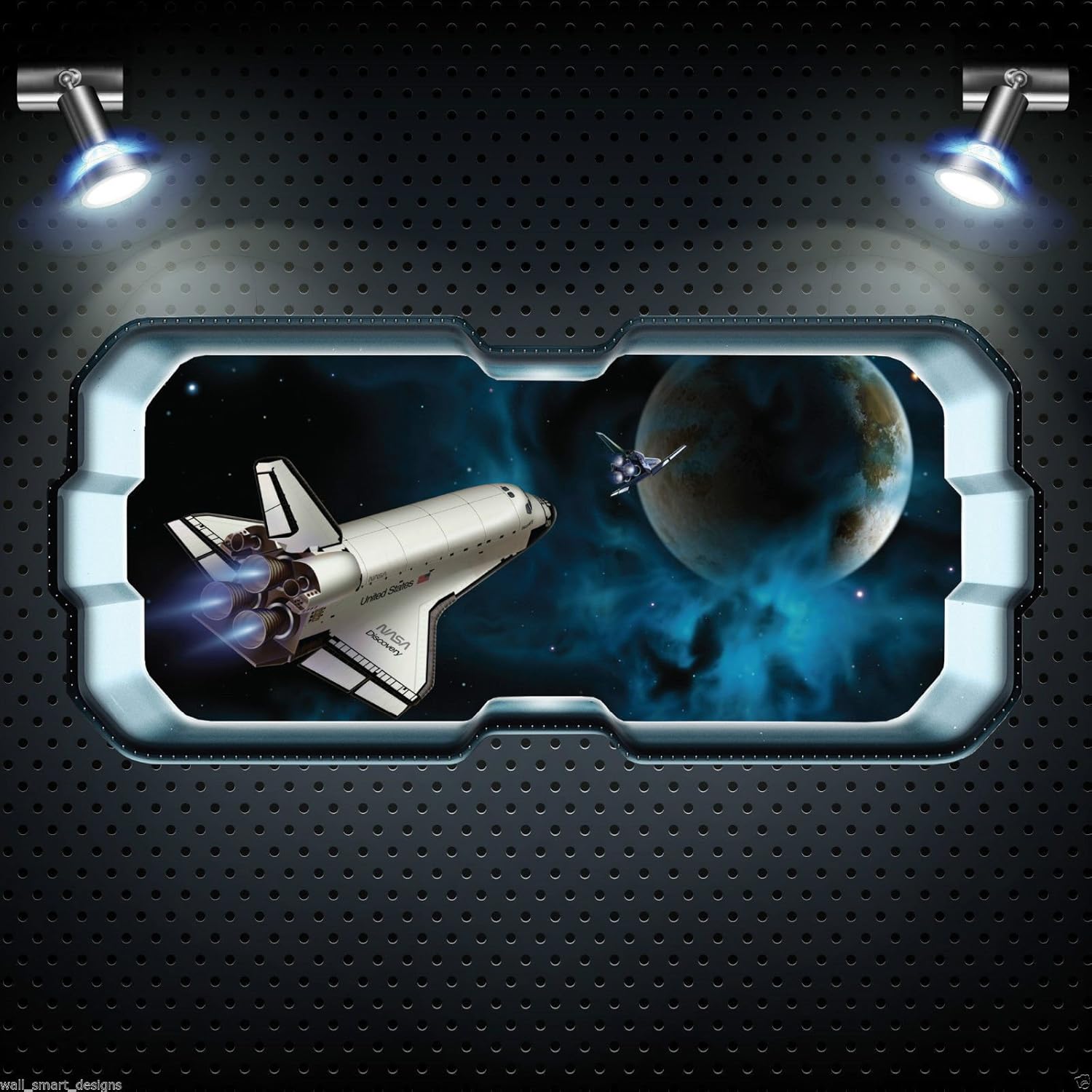 Space Rocket Shuttle Window Planet Full Colour Wall Art Sticker Decal ...