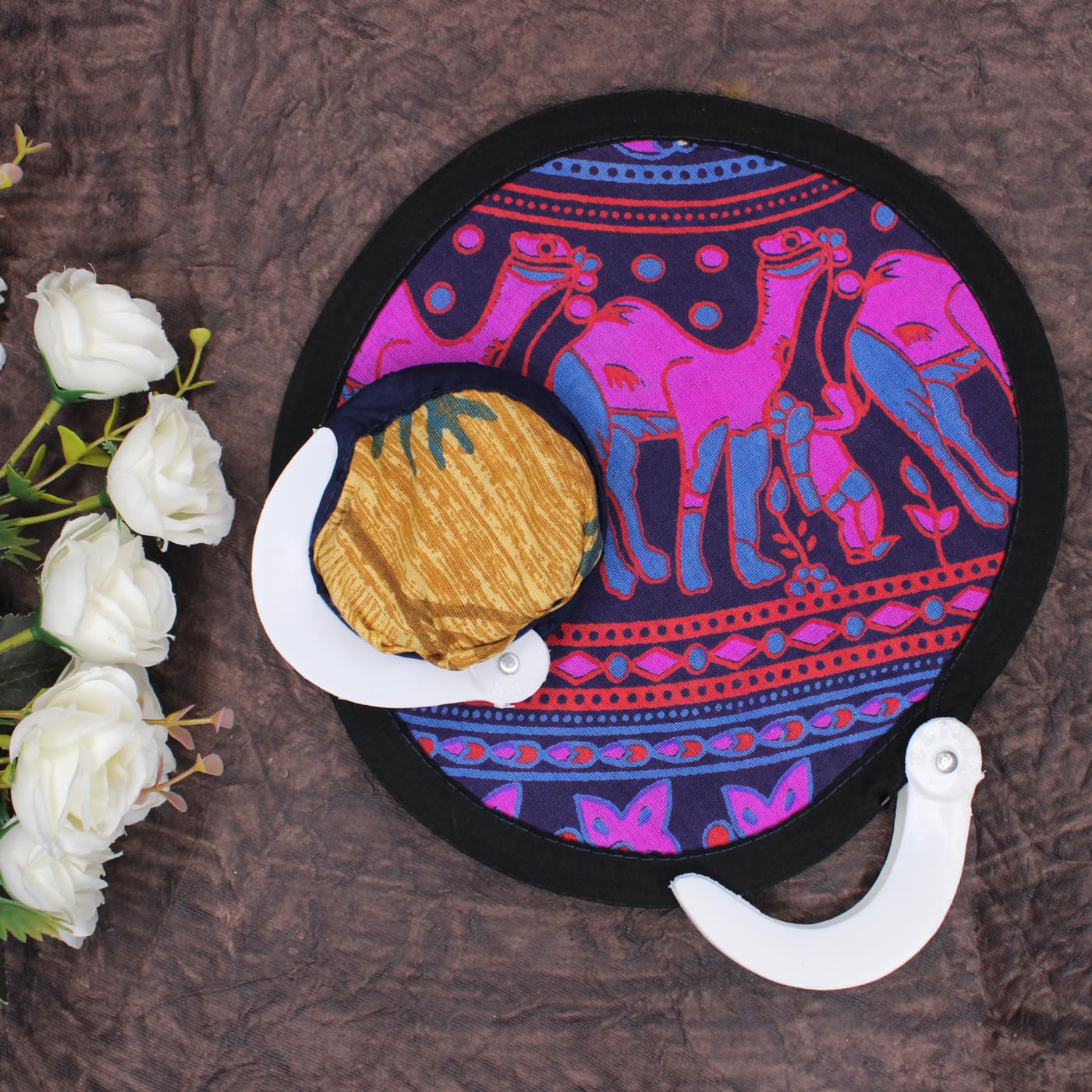 Buy BOXO Set Of 2 Round Cloth Folding Hand Fan Pankhi fan for Kids ...