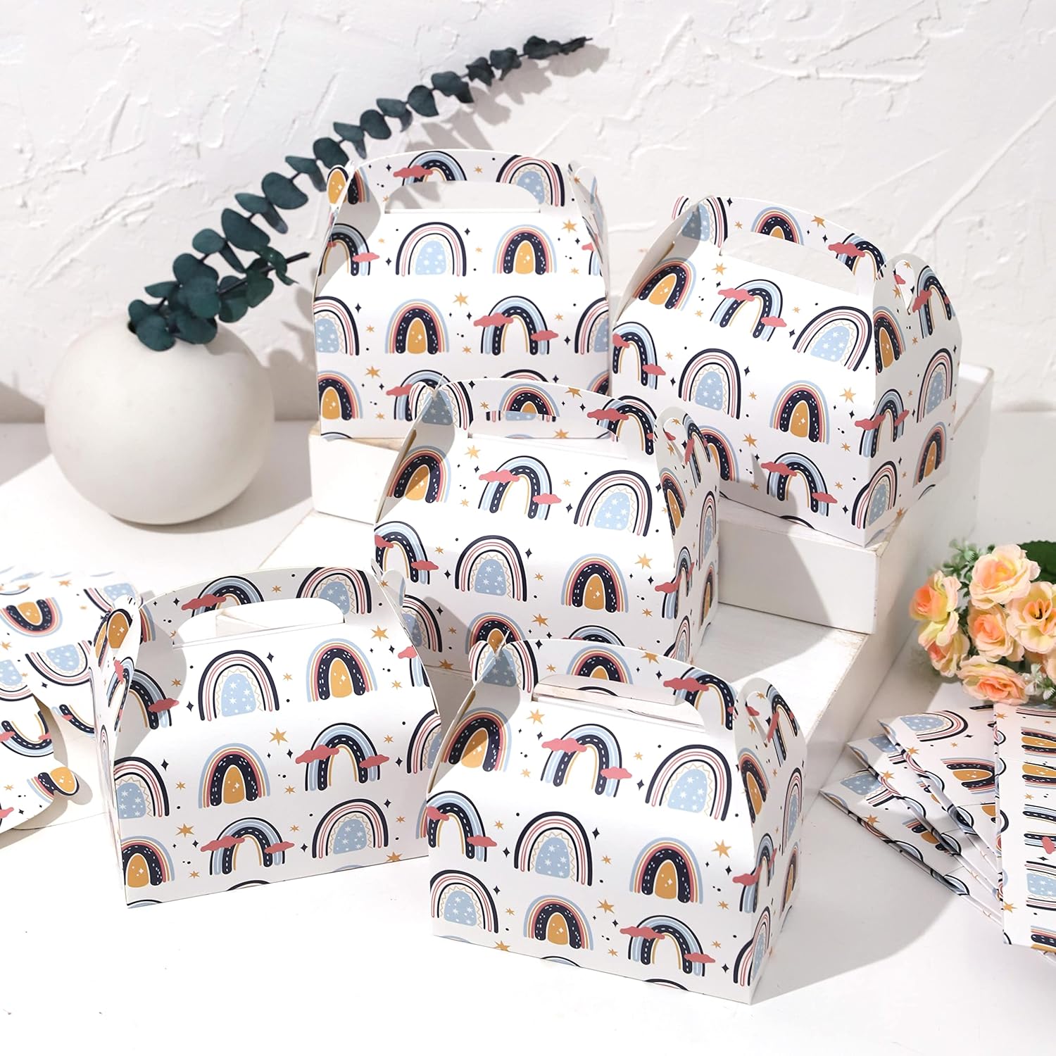 Amazon.com: Boho Rainbow Party Goodie Gift Boxes - Boho 12 Pack Paper ...
