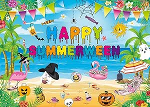 Amazon.com : Happy Summerween Backdrop Summer Halloween Photography ...
