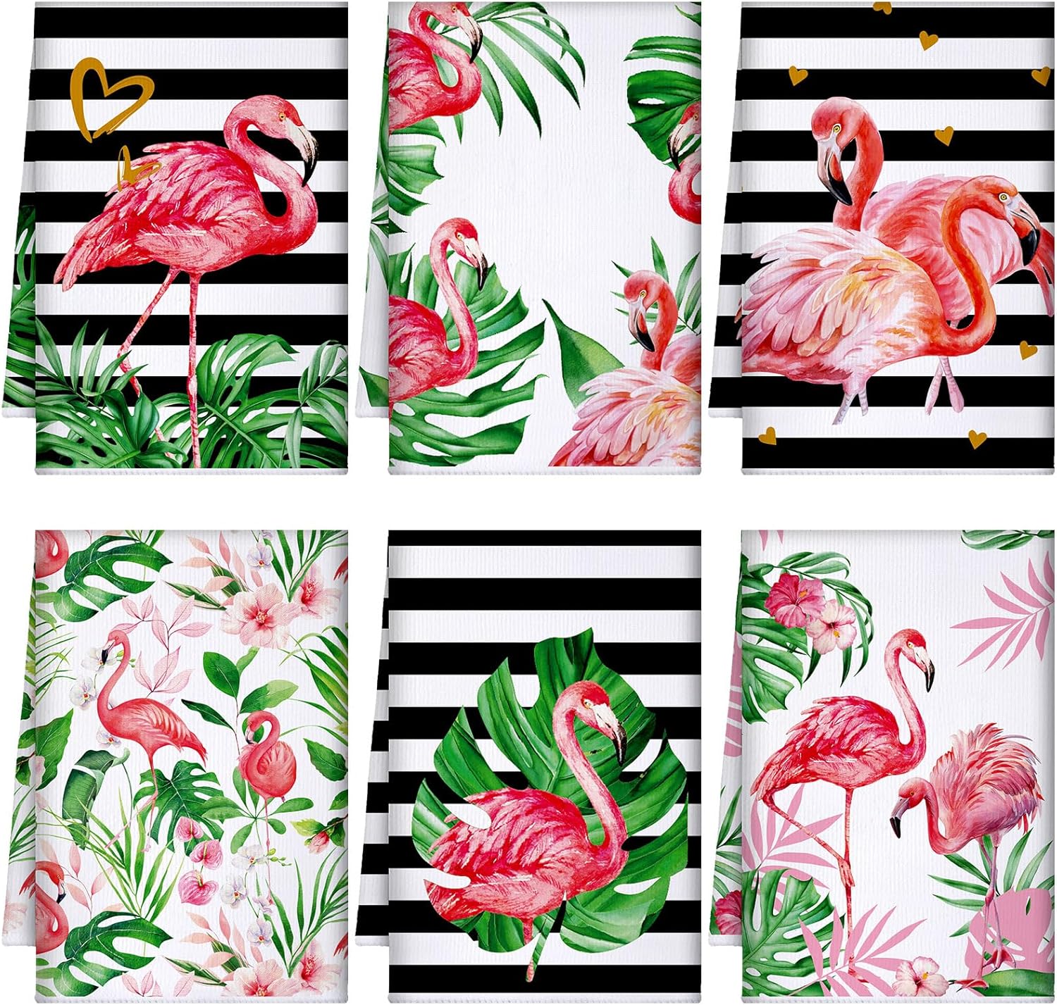 Amazon.com: FuWeave 6 Pcs Flamingo Kitchen Towels Christmas Dish Hand ...
