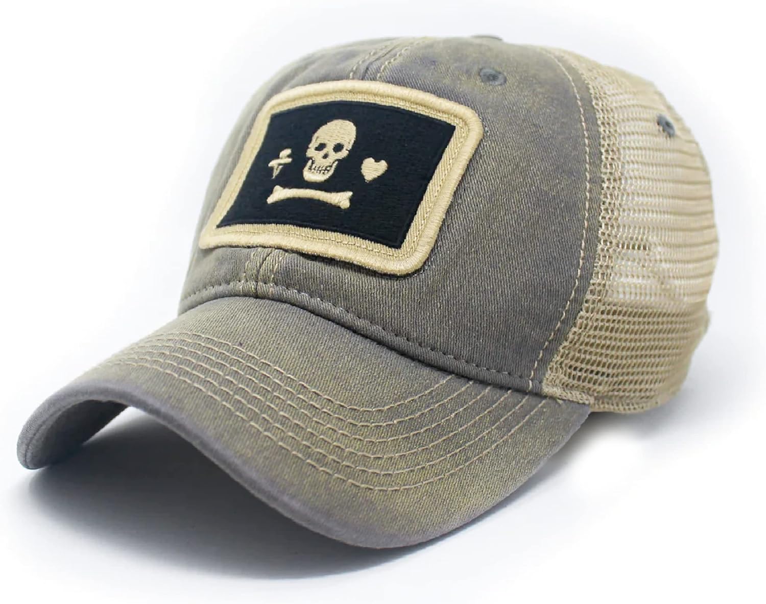 Amazon.com: S.L. Revival Co Stede Bonnet Pirate Flag Patch Trucker Hat ...