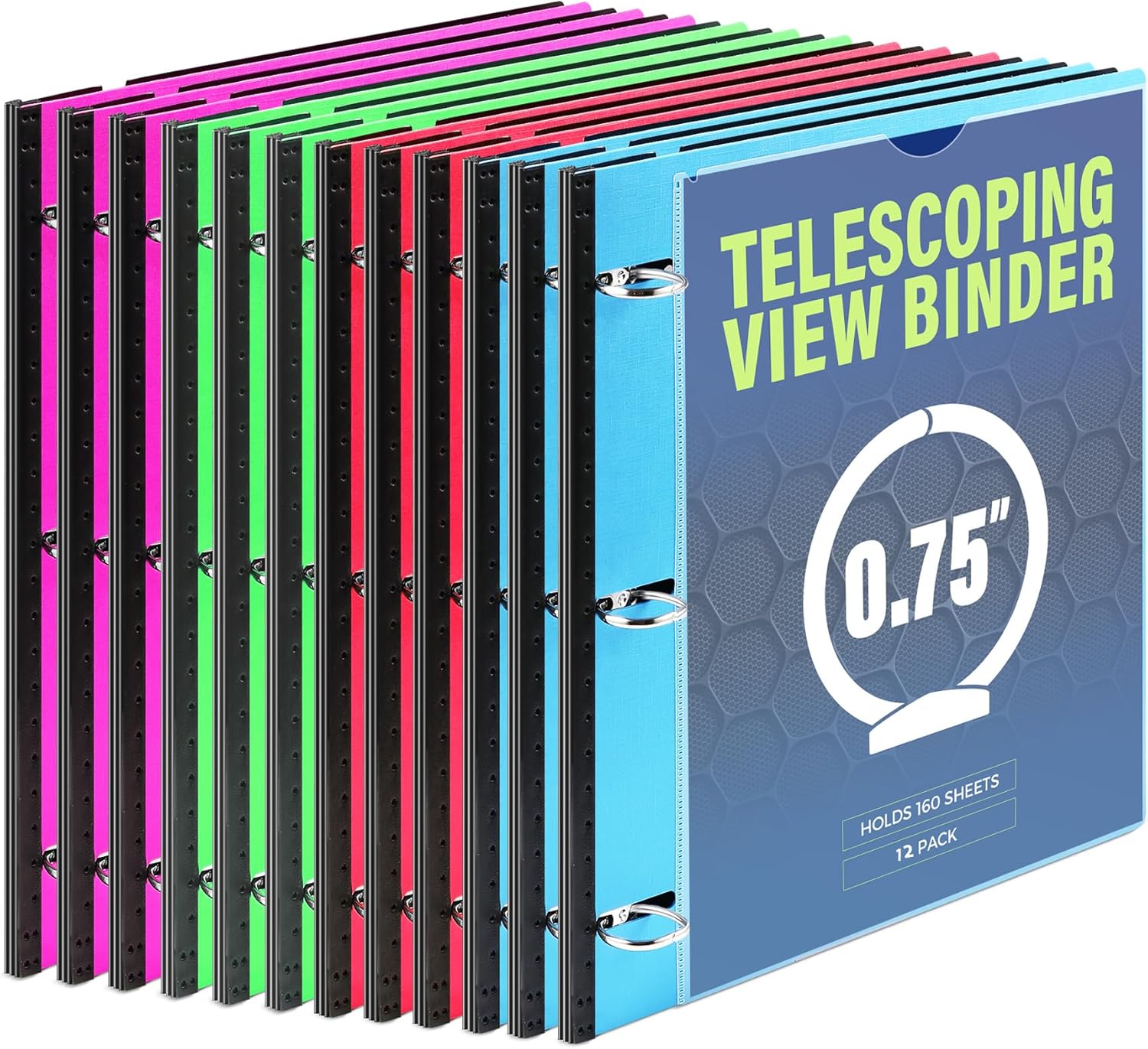 WOT I 12-Pack Telescoping 3 Ring Binder(0.75"), Expandable Flexible ...
