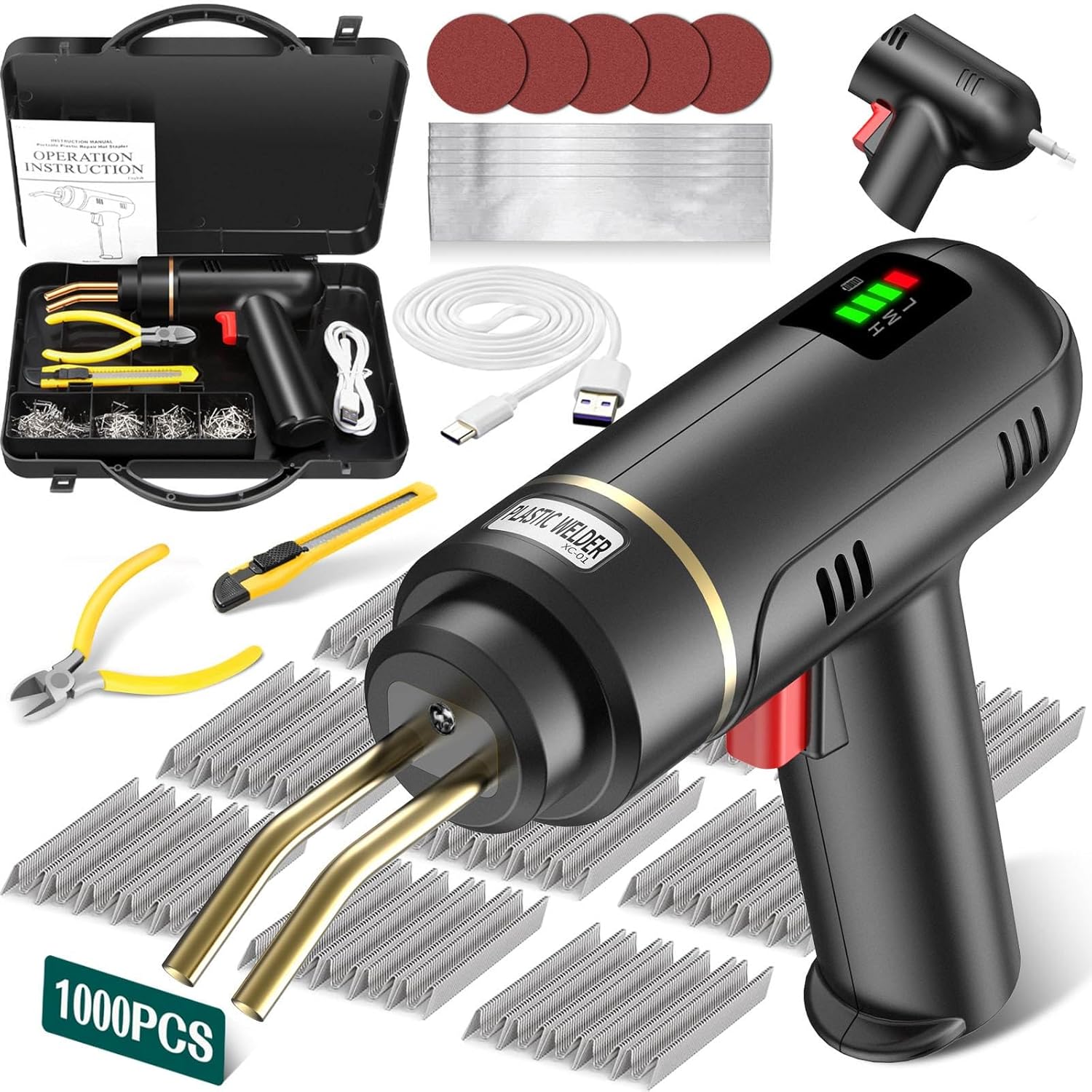 KingMiKi Cordless Plastic Welder Tool, 5000 mAh USB Rechargeable ...