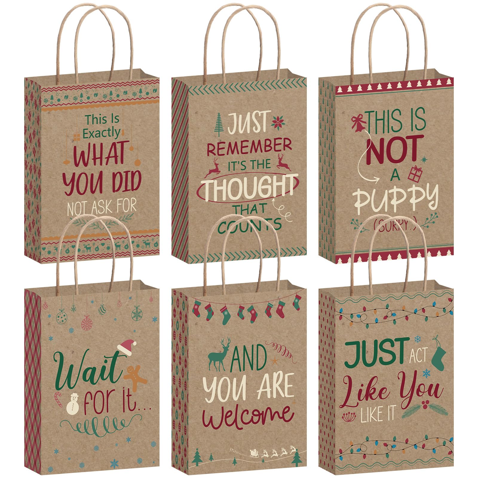 Amazon.com: Tenceur 24 Pcs Fun Saying Christmas Gift Bag Bulk Christmas ...