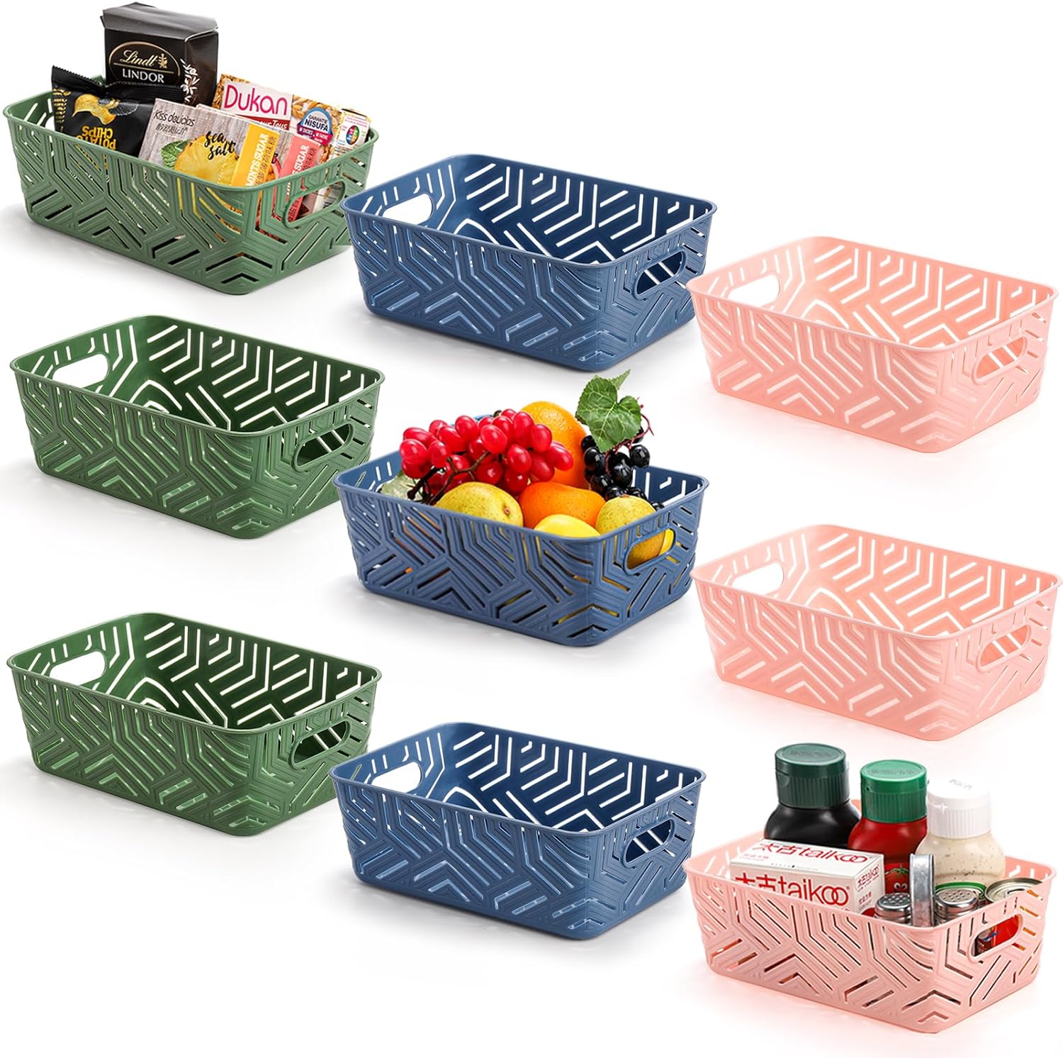 Amazon.com: Mezchi 9 Pack Plastic Storage Basket, 11.4" x 7.4" x 3.9 ...