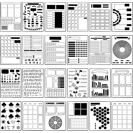 Amazon.com : Easy to Use Stencil Set for Dotted Journals - Time Saving ...