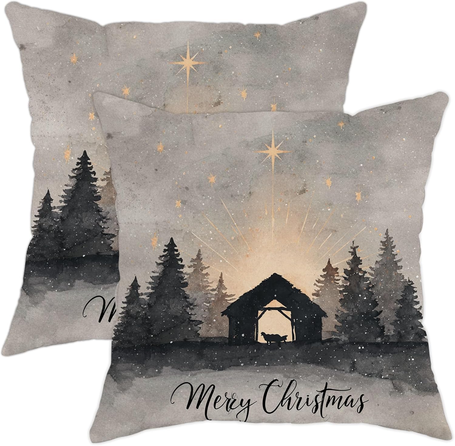 Amazon.com: Nativity Throw Pillow Covers Set of 2, Christmas Rustic ...