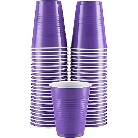 Amazon.com: Amscan New Purple Party Plastic Cups - 12 Oz. | 20 Purple ...