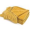 Amazon.com: PAVILIA Mustard Yellow Throw Blanket for Couch, Chenille ...