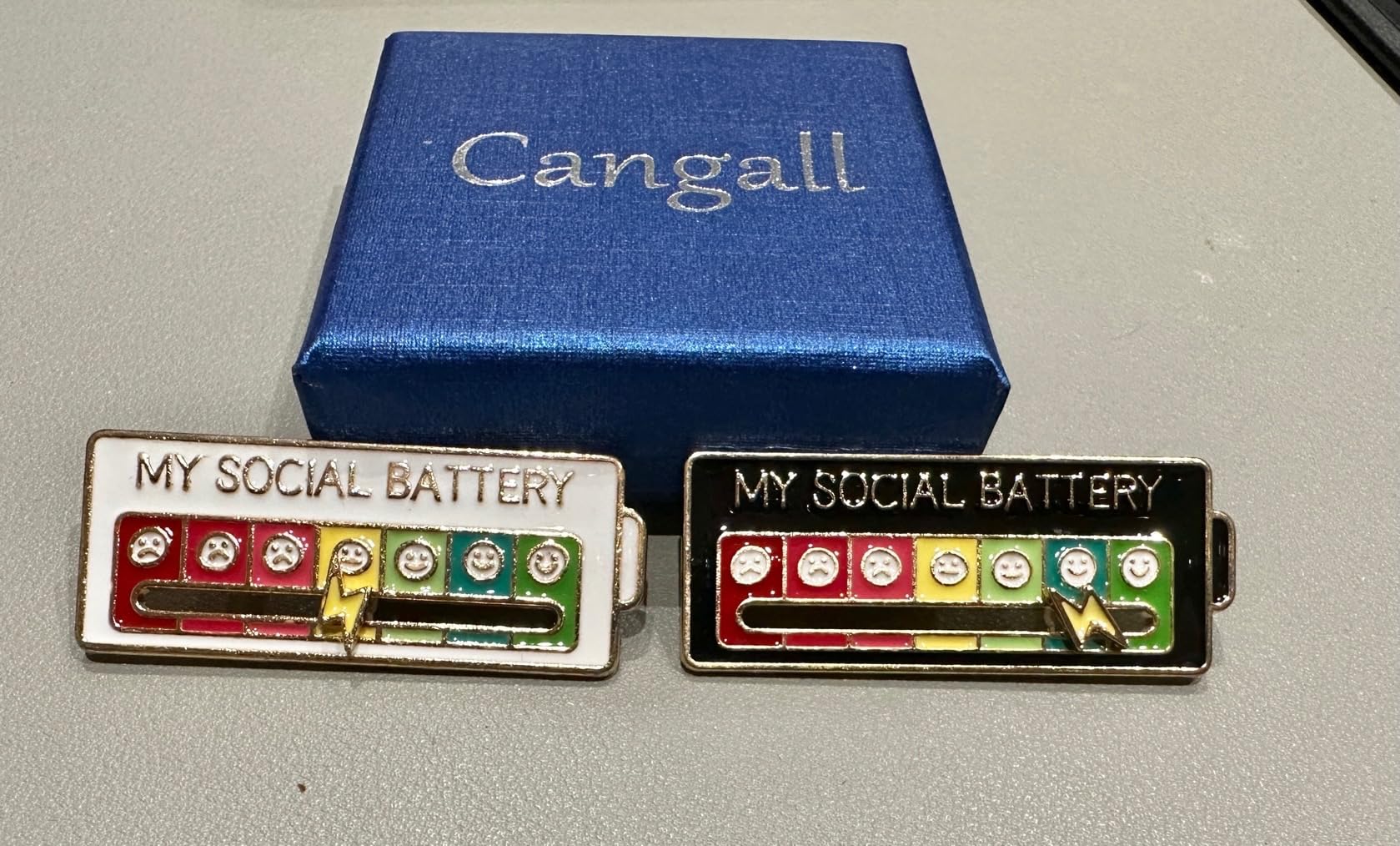 Cangall My Social Battery Pin, 2PCS Social Battery Pin Brooch Badge ...