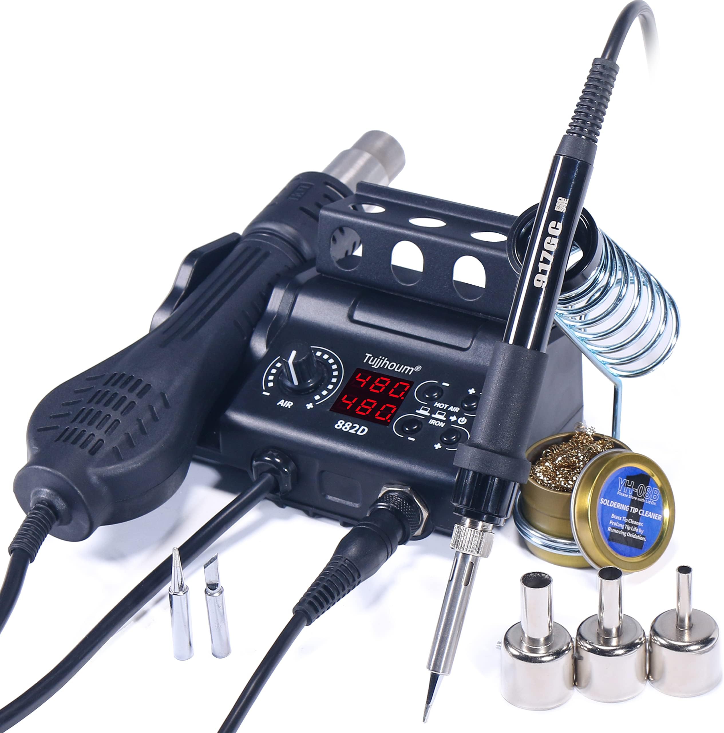 Soldering Station, 2 in 1 SMD Hot Air Rework and Soldering Iron Station ...