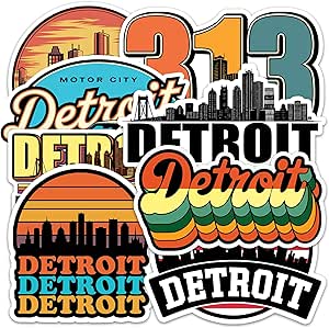 Amazon.com - Detroit Sticker 8 Pcs (Large Size) Vinyl Stickers Laptop ...
