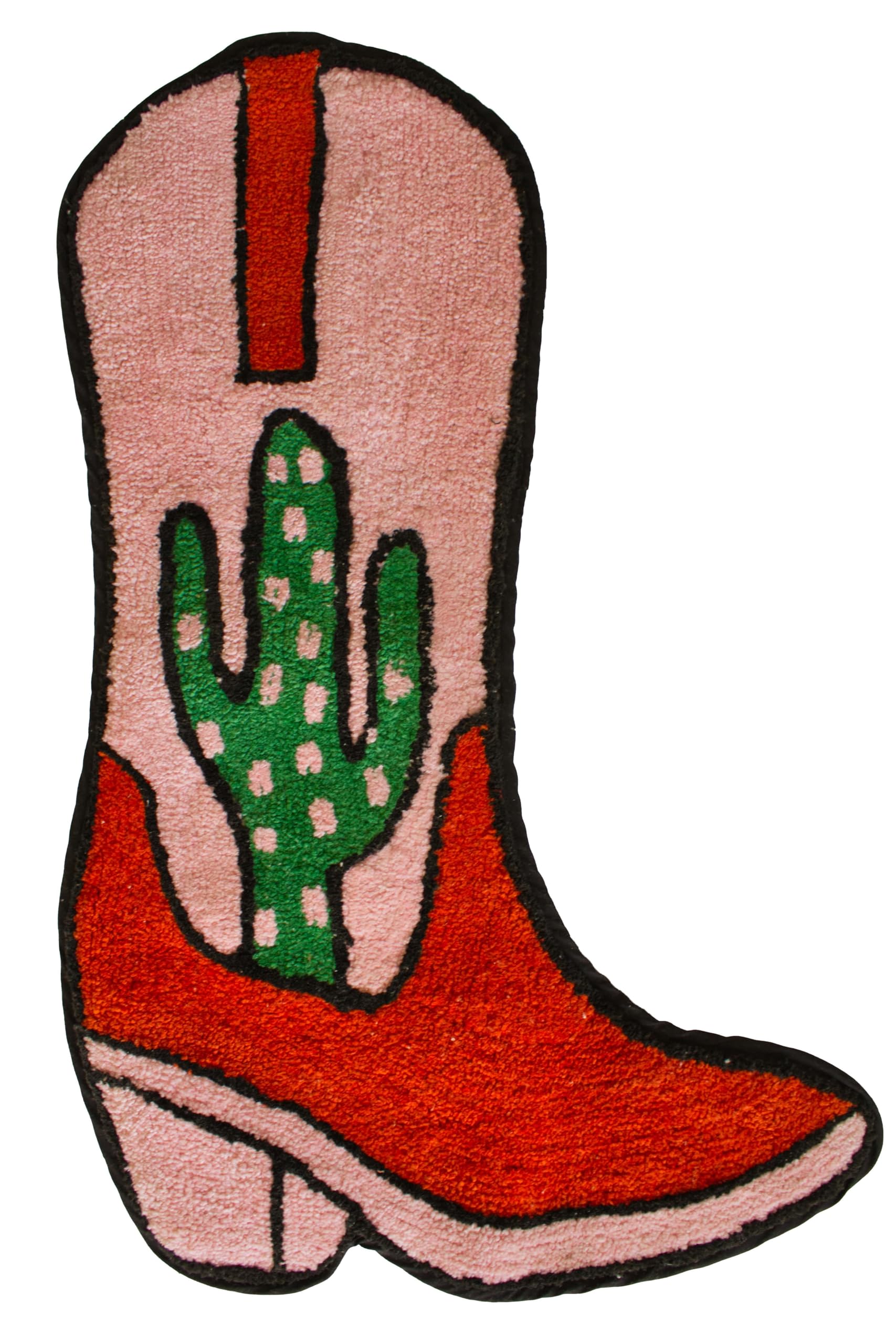 Cowboy Boot Bath Mat - 33" x 20" Western Boot Shaped Rug with Pink ...