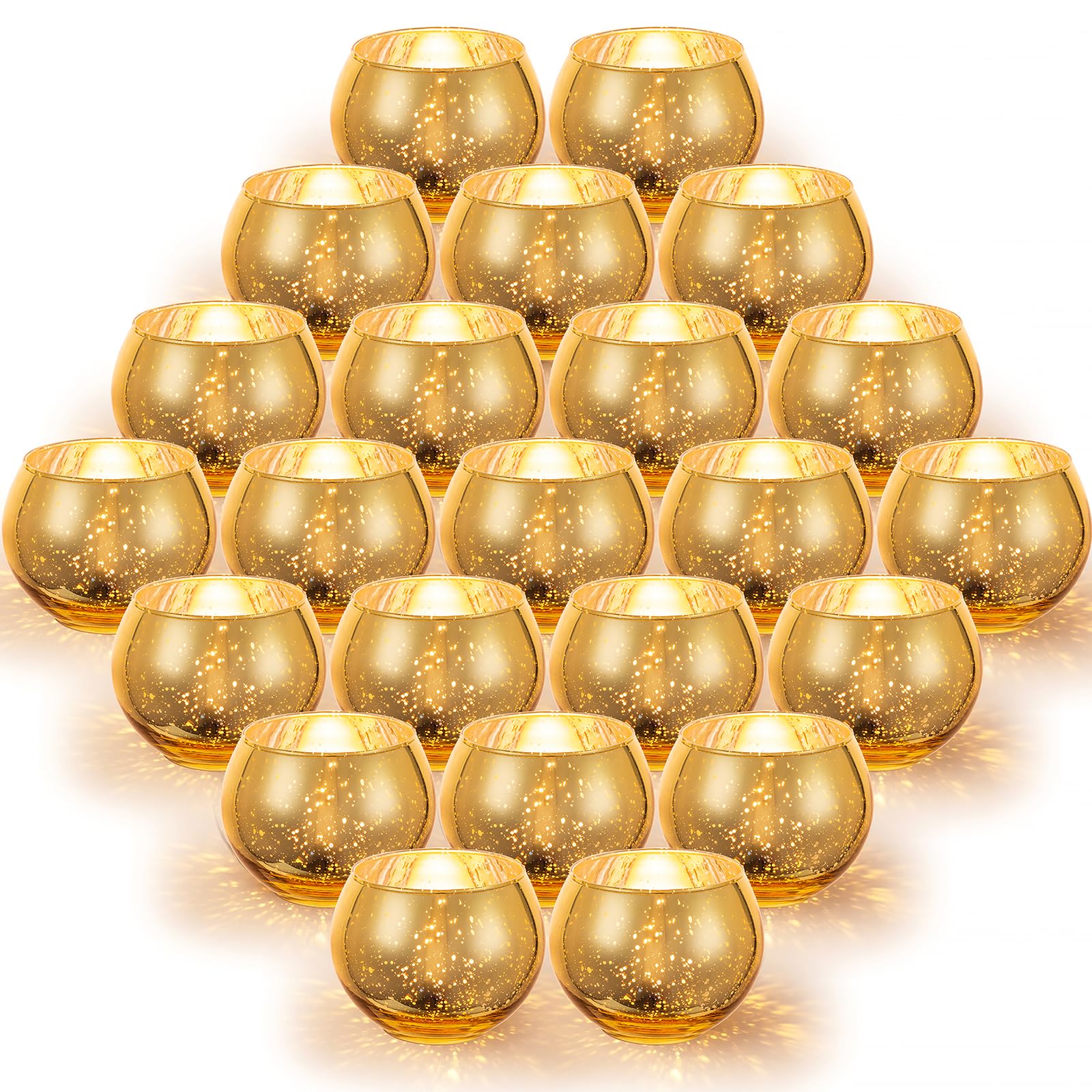 Small Gold Round Vases for Centerpieces, Hewory Glittery Bowl Vase ...
