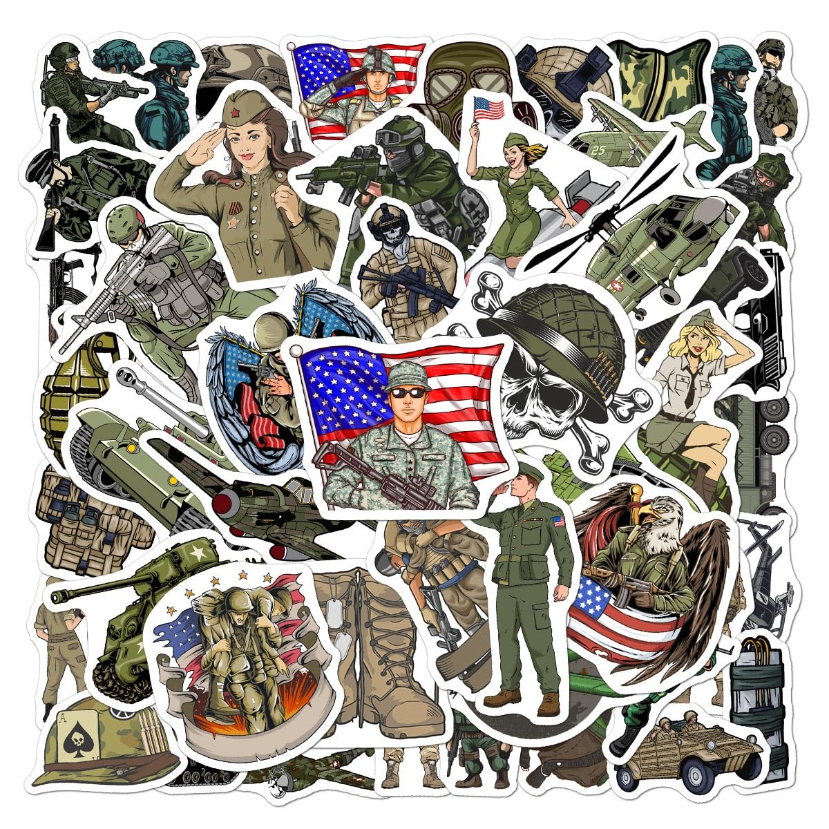Amazon.com: Pack 50 Pcs Military Stickers for Water Bottles Waterproof ...