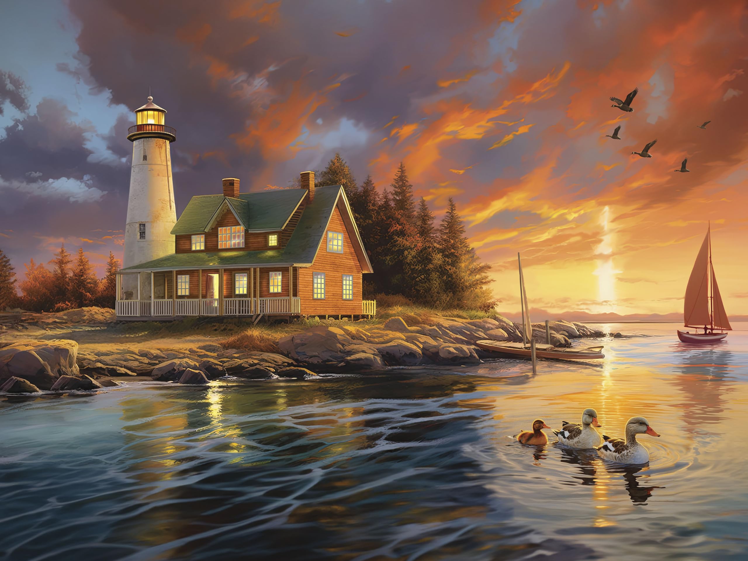 Amazon.com: Ceaco - Chris Bigelow - Harmony - Lighthouse Inlet - 500 ...