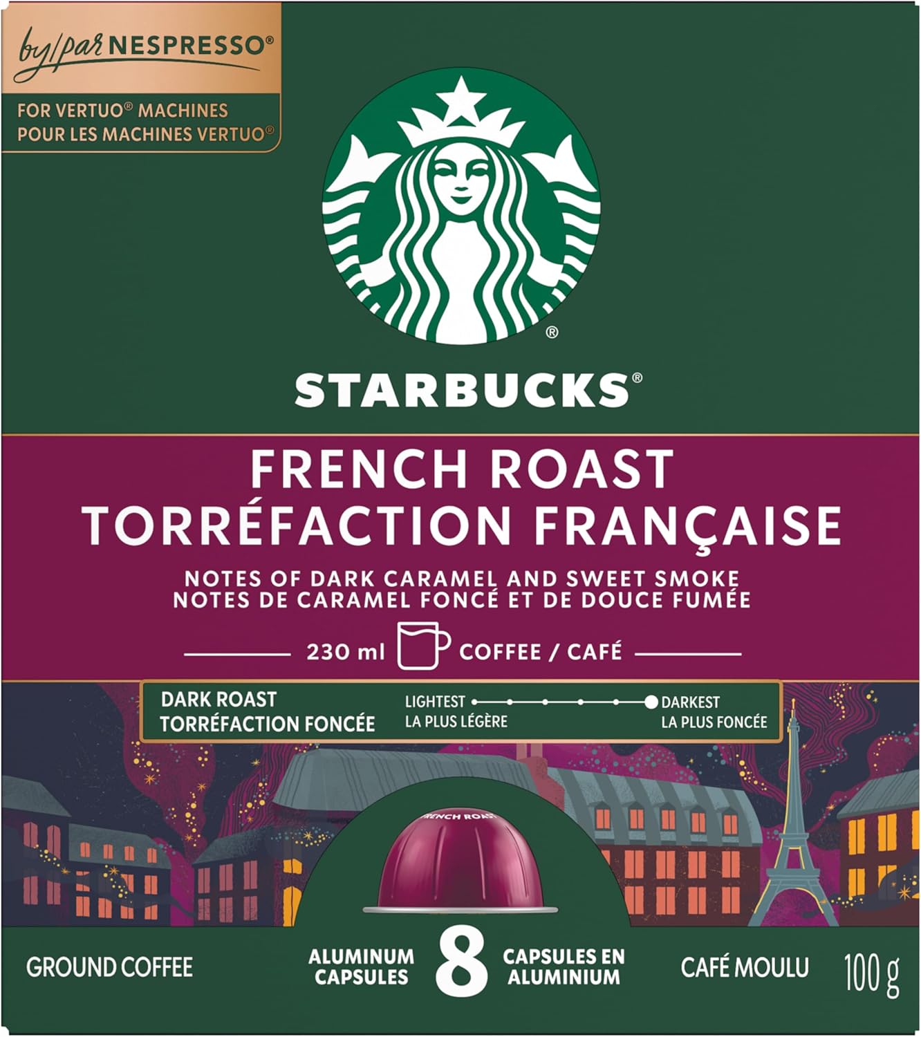 Starbucks French Roast For NESPRESSO VERTUO, Dark Roast, Notes of Dark ...