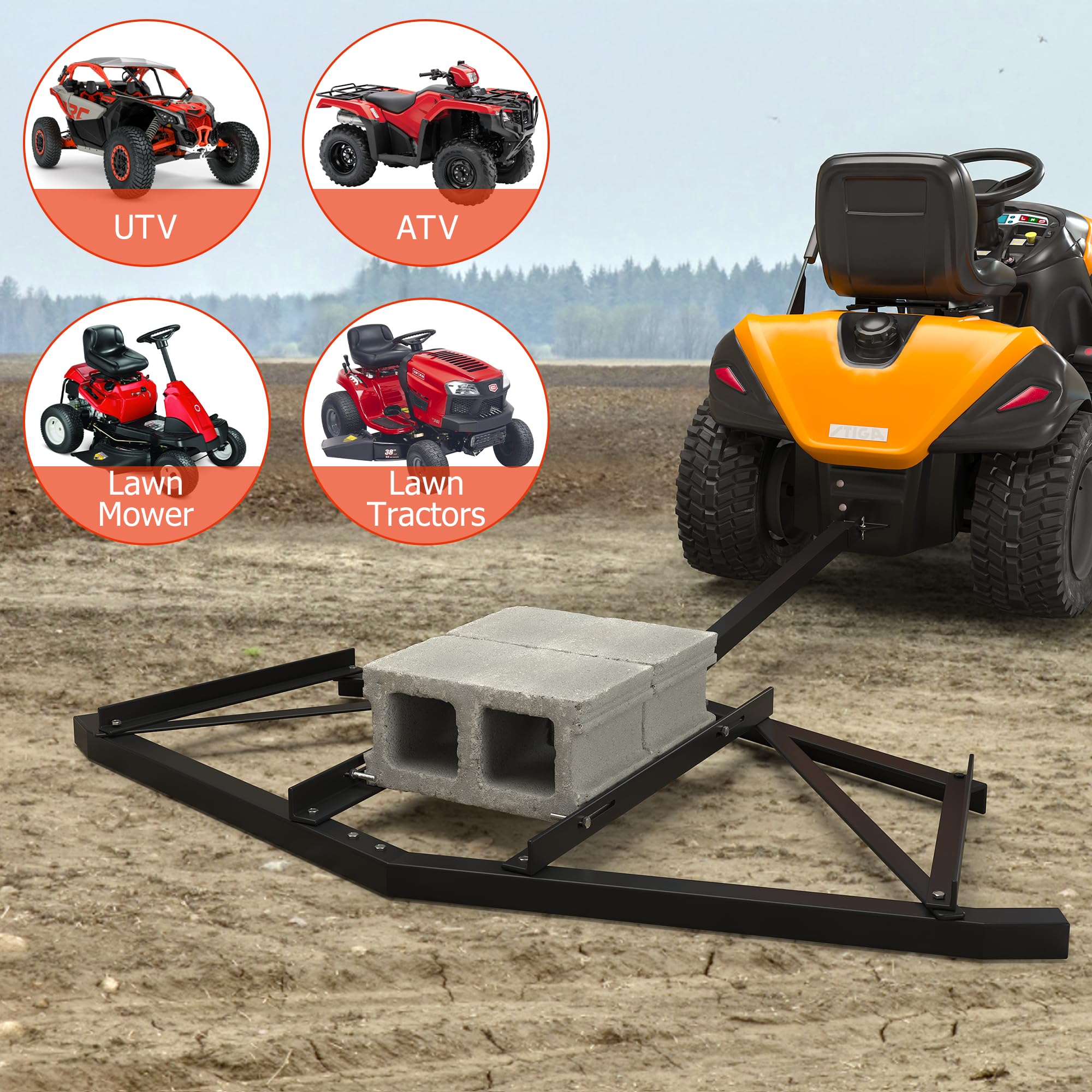 Snapklik.com : Driveway Drag Grader 72" Width, Tow Behind Drag Harrow ...