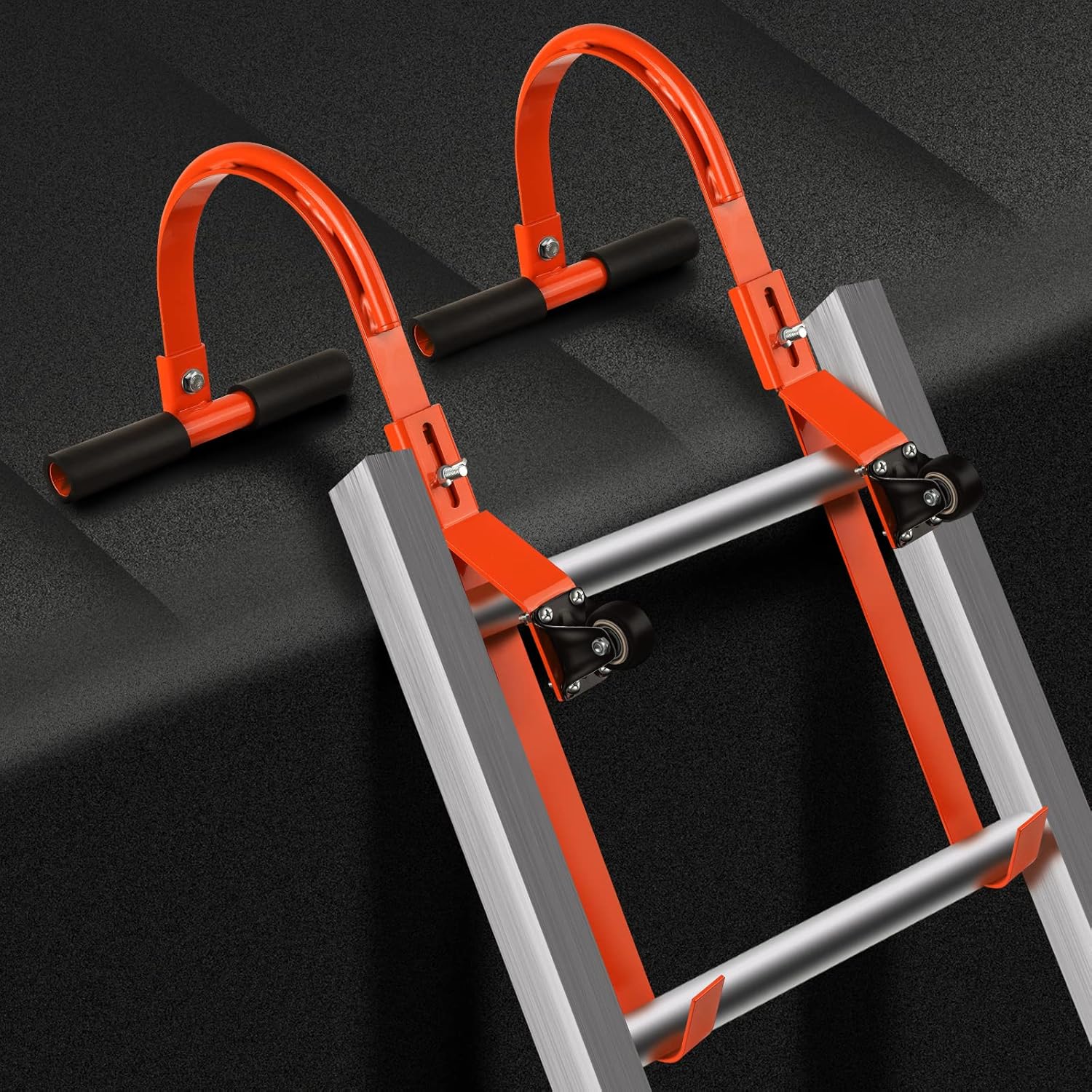 2 PK Heavy Duty Ladder Roof Hook with Wheel Rubber Grip T-Bar,Suitable ...