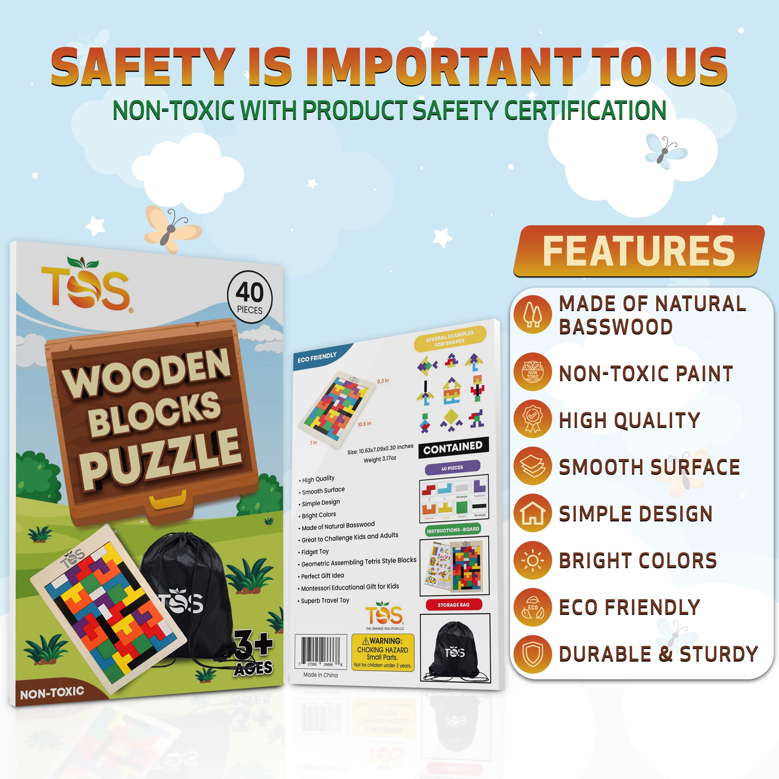 TOS Wooden Blocks Puzzle Brai...B0BKK78H9R | Encarguelo.com