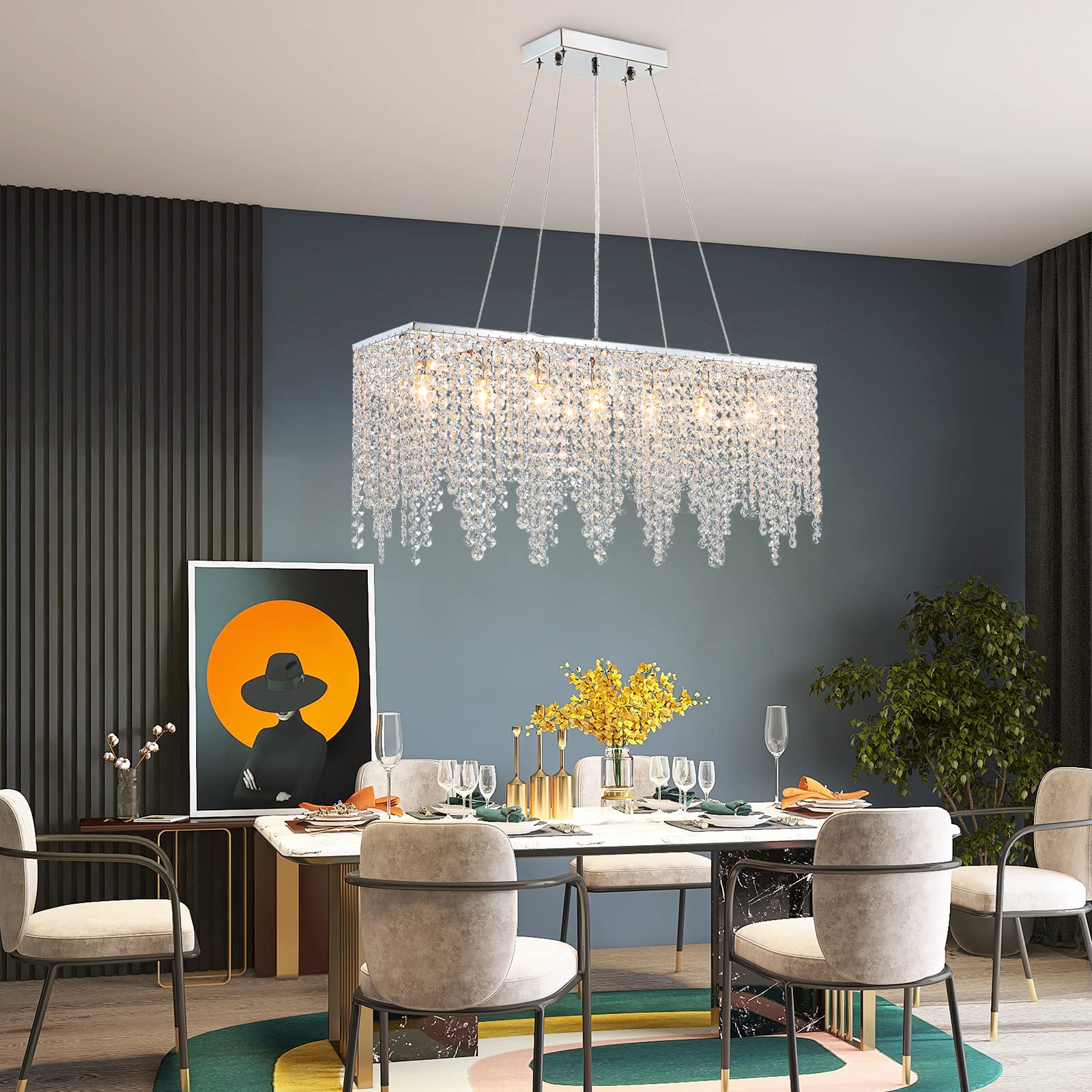 Rectangular Chandeliers Dining Room
