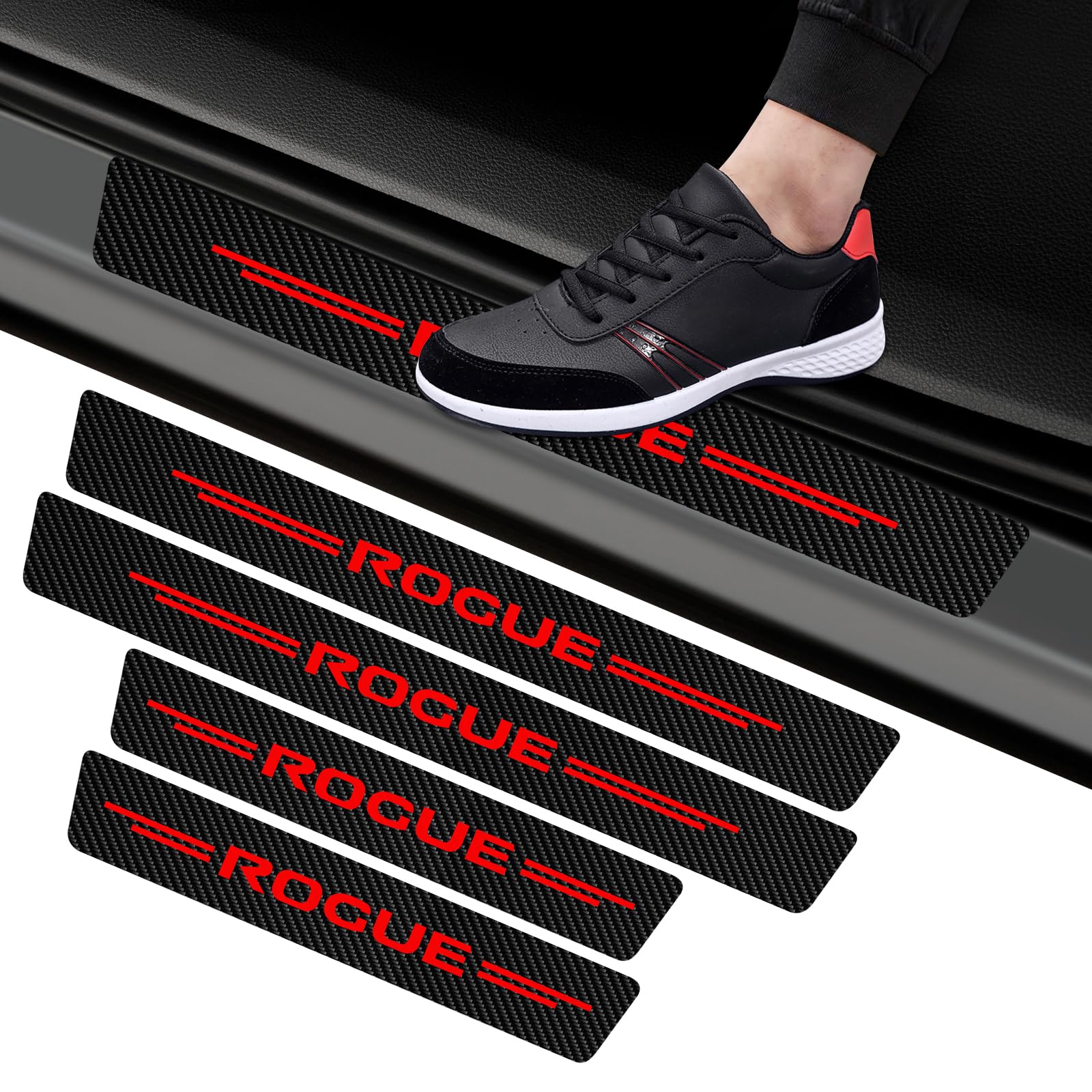 Amazon.com: Car Door Sill Protectors for Rogue，4 Pcs Reflective Carbon ...