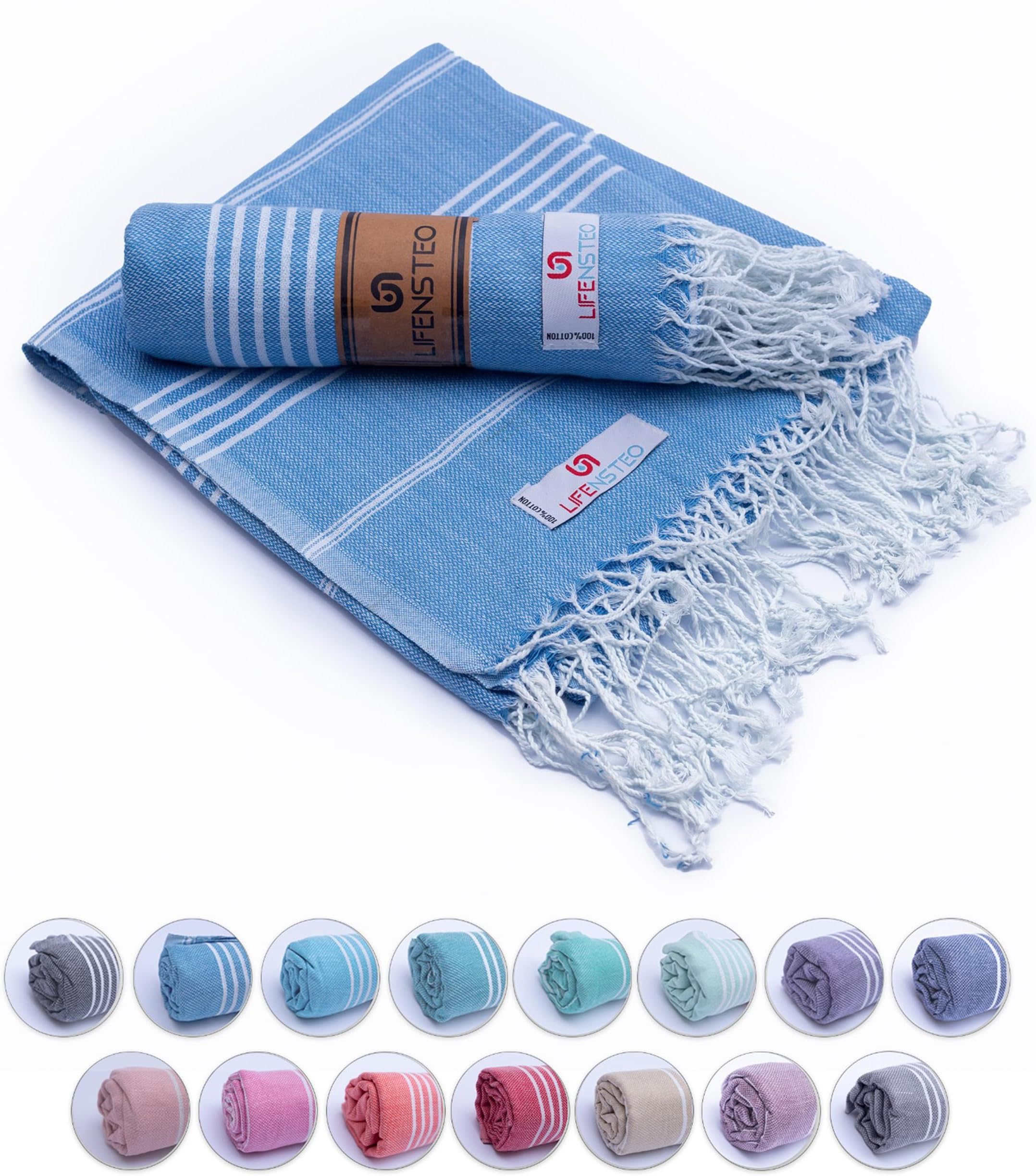 Amazon.com: LIFENSTEO Turkish Beach Towel - 40x71 niches Oversized Sand ...