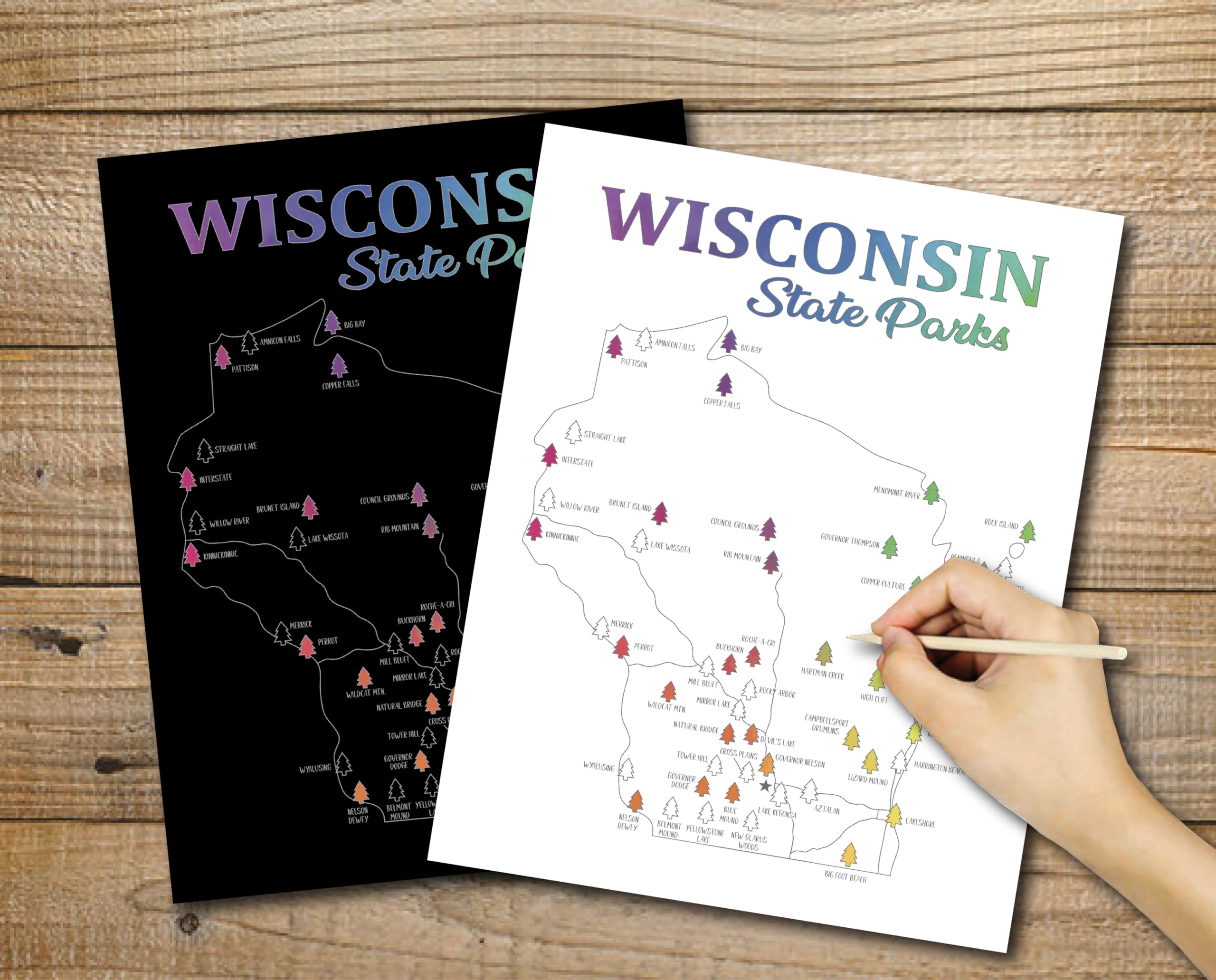 Snapklik.com : Wisconsin State Parks Scratch Off Map, 11x14 Wisconsin ...