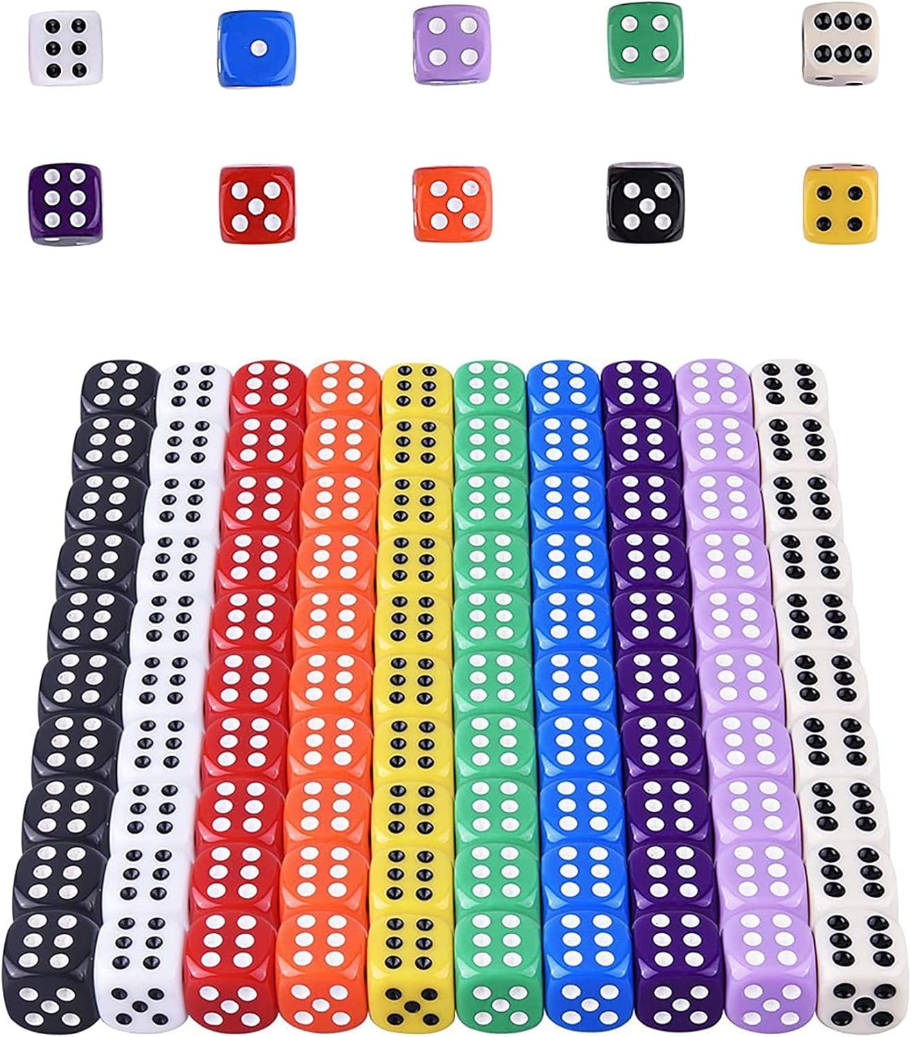 HUAZIZ 100 Pezzi Dadi 14mm Dadi da Gioco 6 Facce per Tenzi Farkle ...