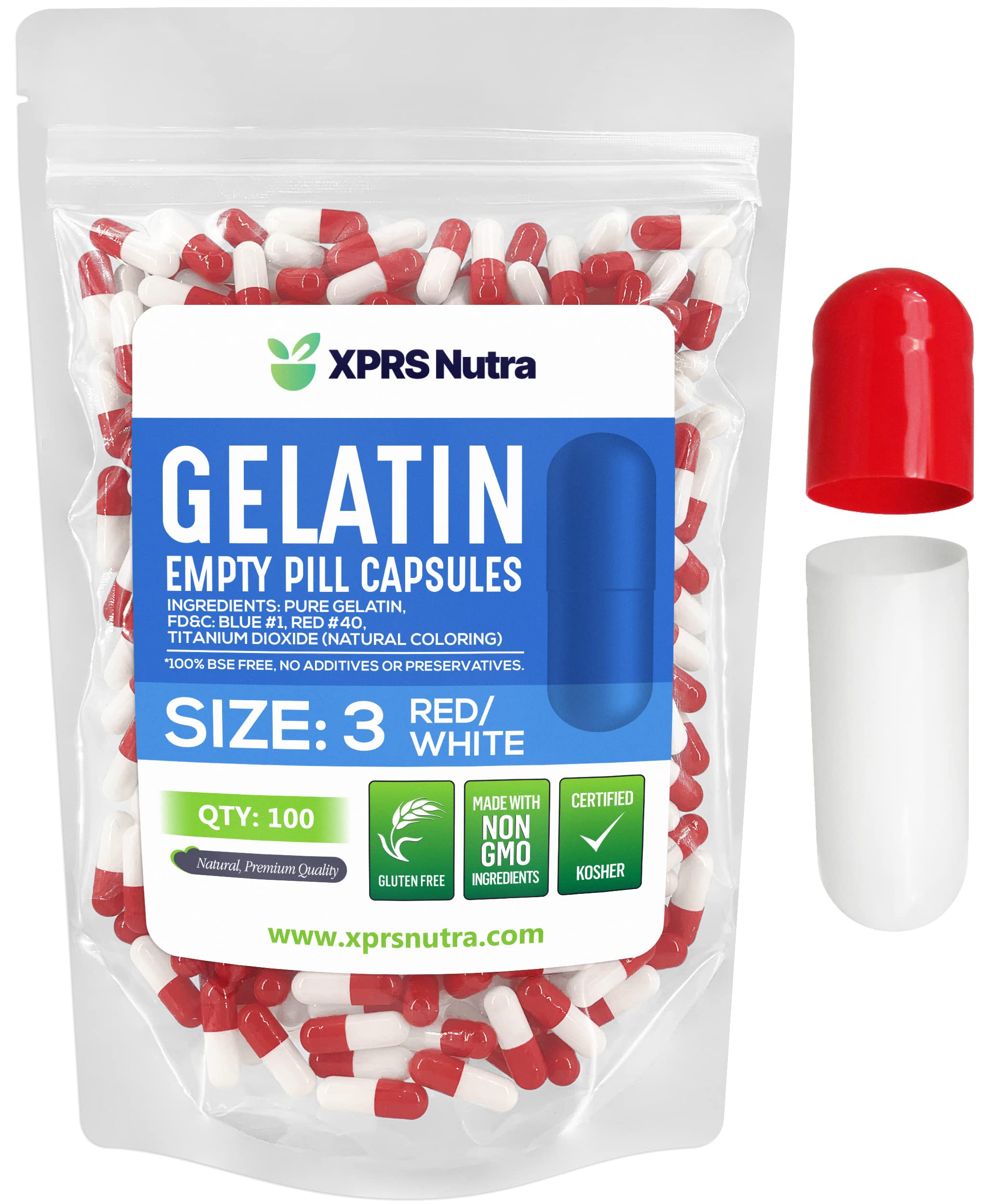Amazon.com: XPRS Nutra Size 3 Empty Capsules - 100 Count Empty Gelatin ...