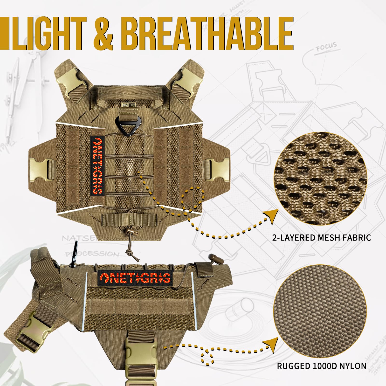 Snapklik.com : OneTigris Tactical Dog Vest Harness For Medium Dogs No Pull