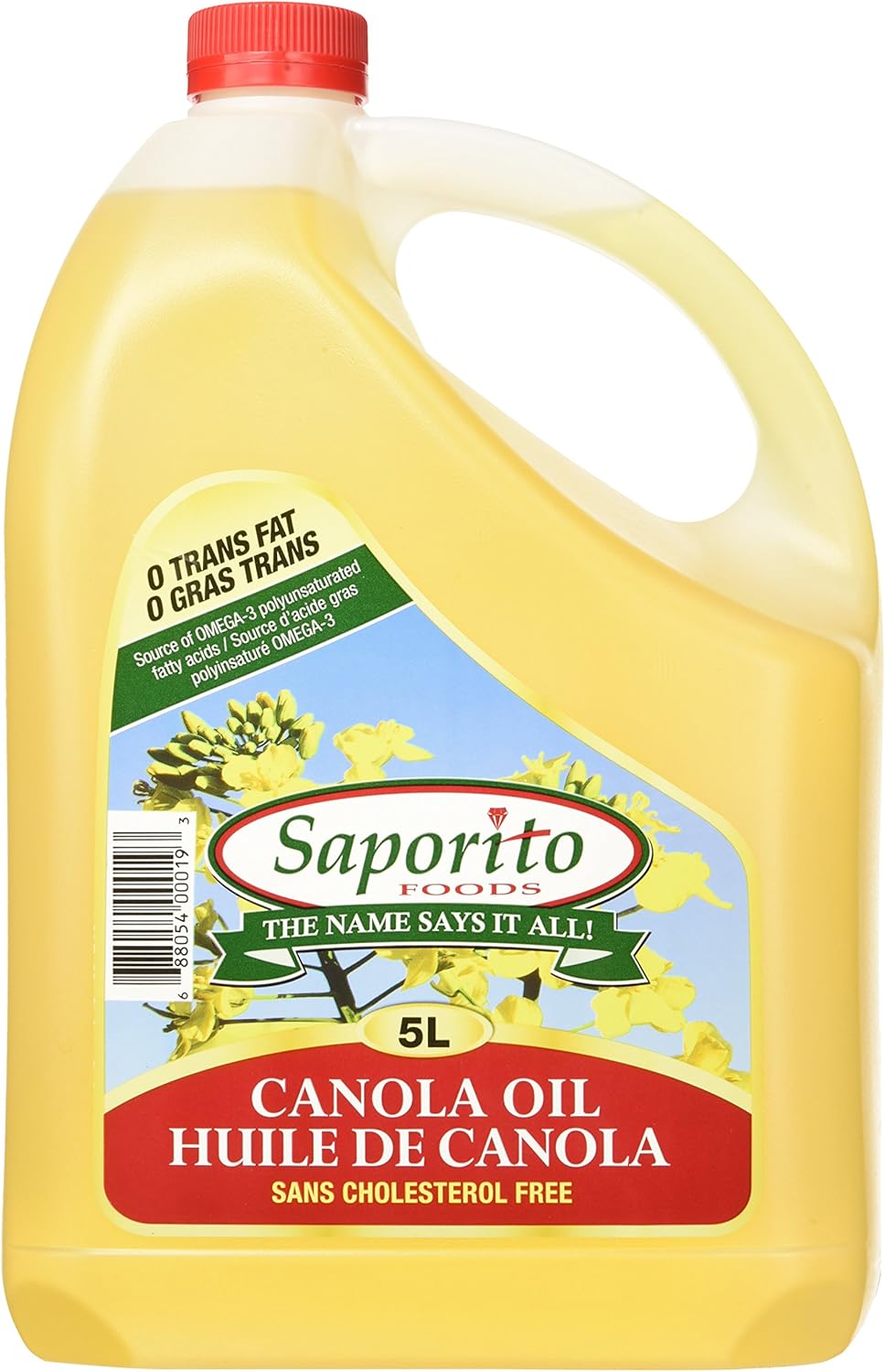 SAPORITO Canola Oil 5L - Zero Trans Fat, Omega-3 Rich Cooking Oil