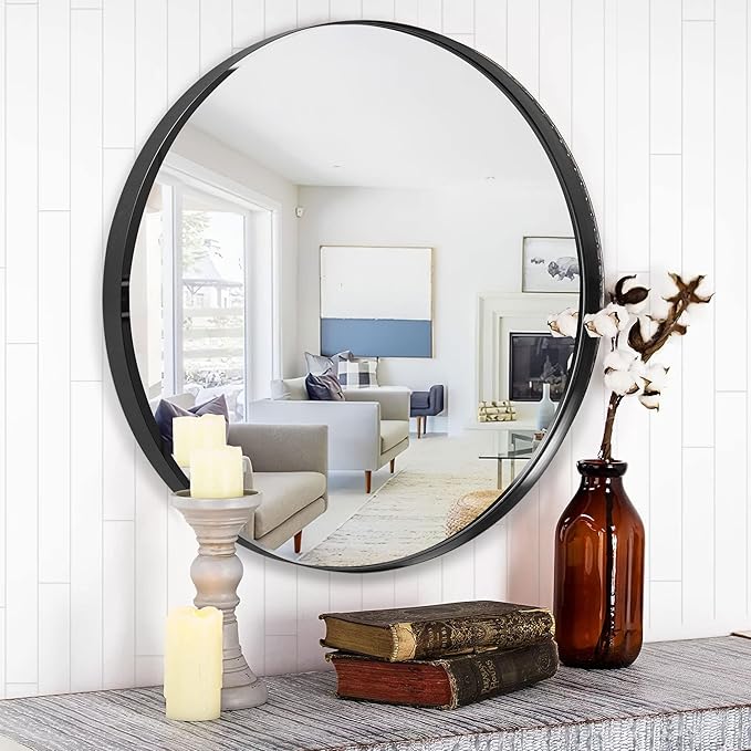 Amazon.com: NeuType 32 inch Round Mirror Circle Mirrors for Wall, Black ...