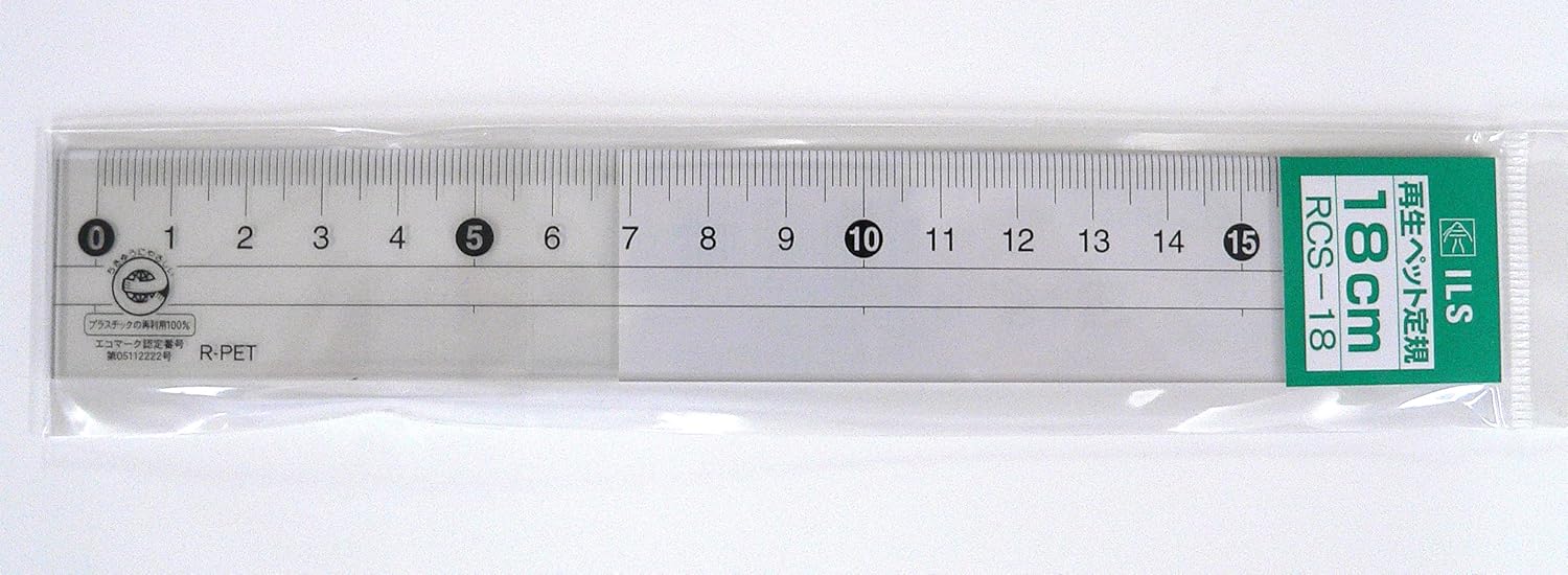 Amazon | プラスチック加工専門店【井上製作所】 再生ペット定規18cm （RCS－18） ※再生ペット定規・エコマーク付・エコマーク認定商品です。 | 定規 | 文房具・オフィス用品