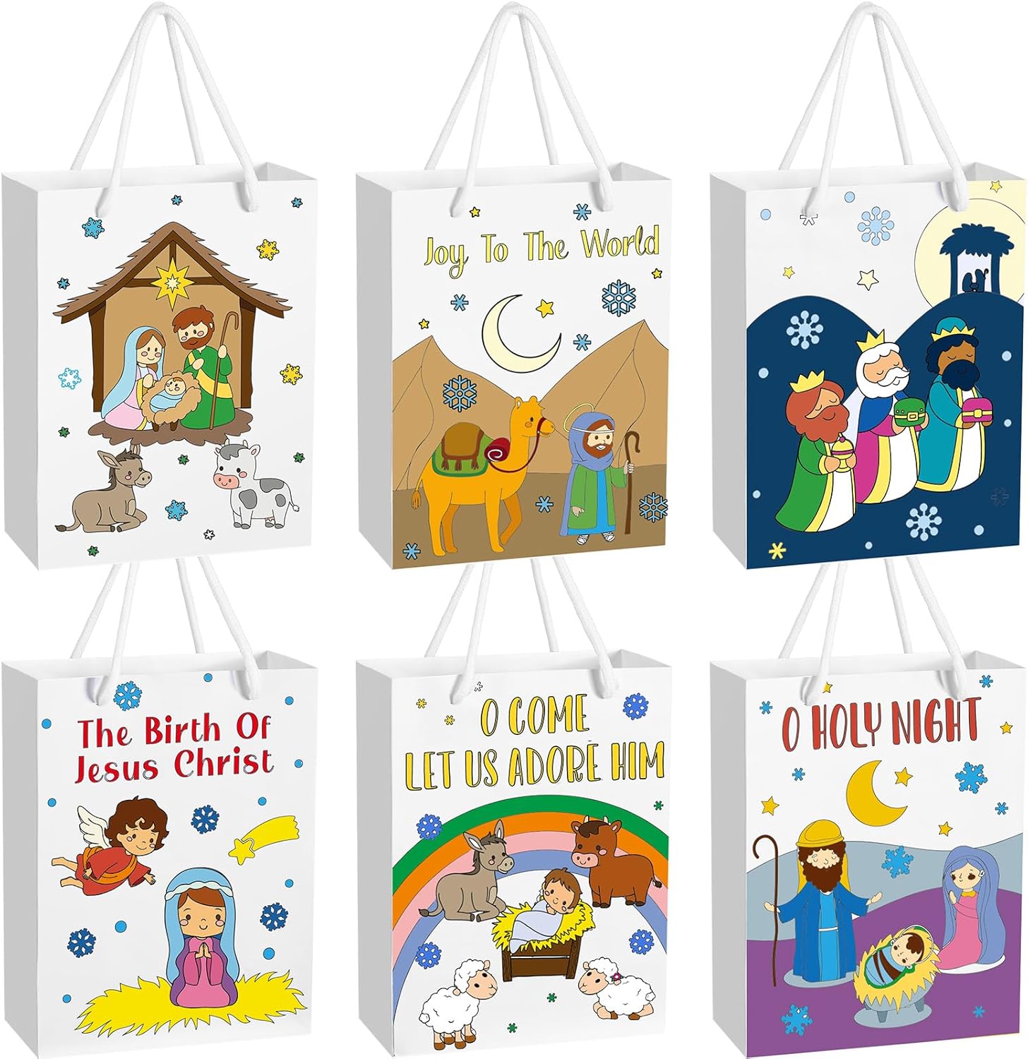 Amazon.com: Sweetude 48 Pcs Christmas Nativity Paper Gift Bags ...