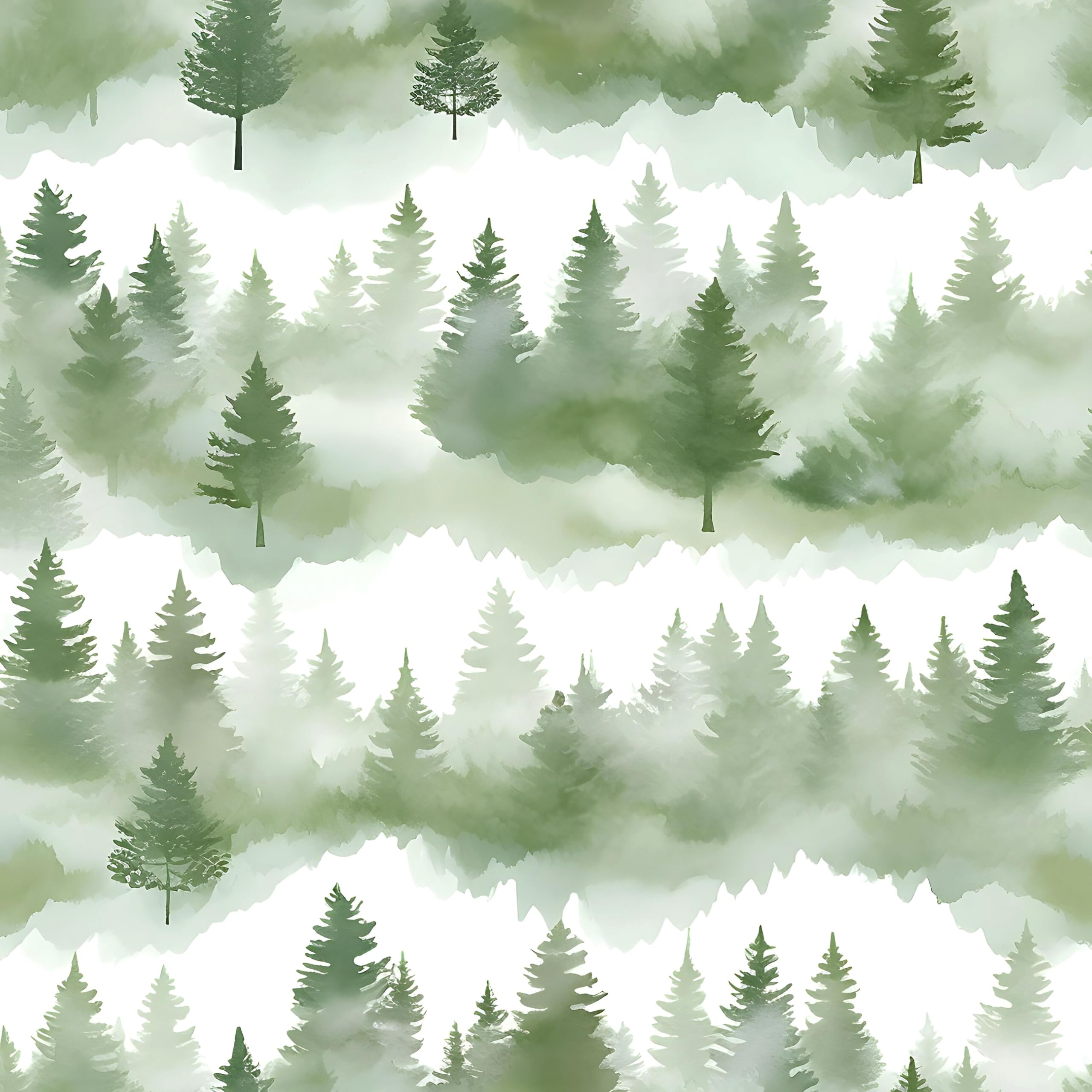 HENNOR Misty Forest Wallpaper Peel and Stick 17.5in x 9.8ft Green Tree ...