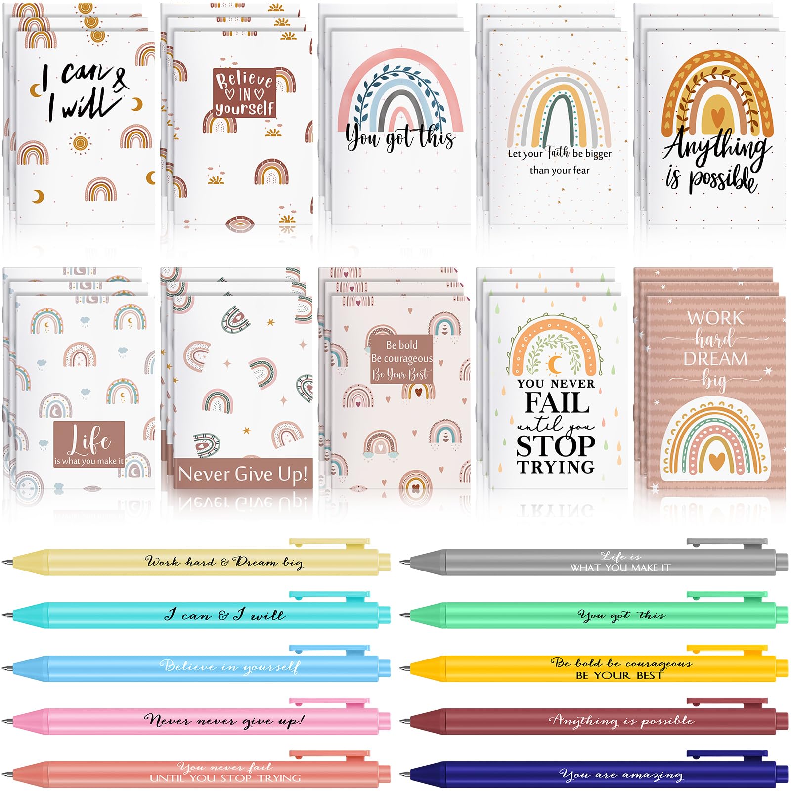 Amazon.com : Colarr 60 Pcs Inspirational Gifts Rainbow Notepads ...