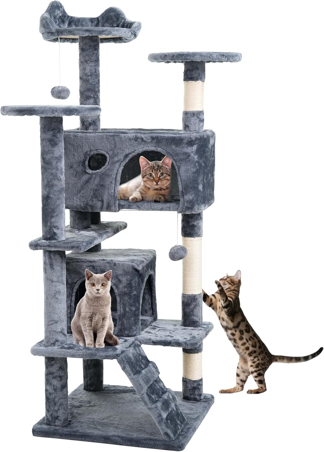 Crystals 138 cm_68 cm Cat Tree Tower – Multi-Level Cats Activity Centre ...
