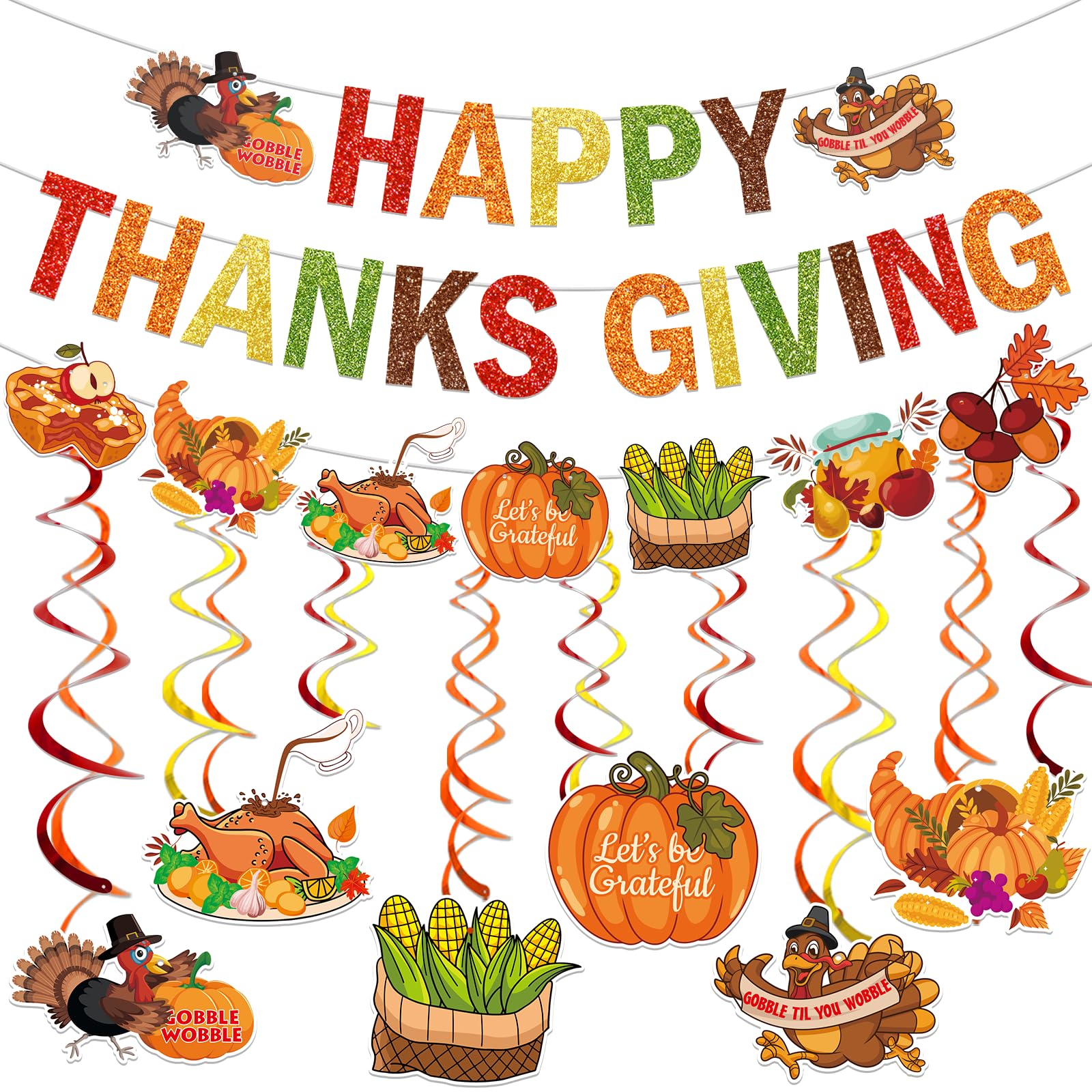 Amazon.com: Happy Thanksgiving Banner Thank You Banner for Happy ...
