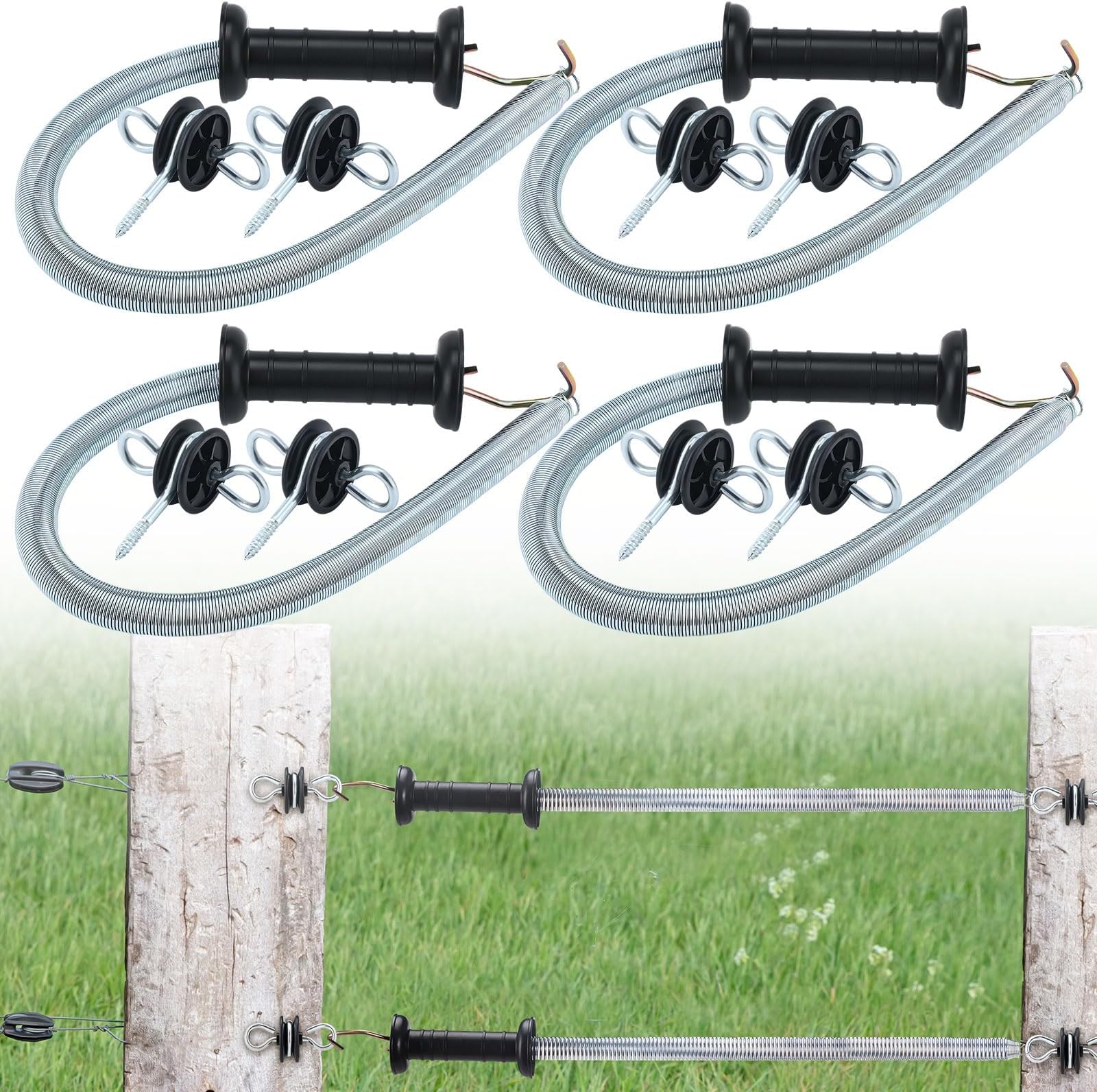 Amazon.com : Hicarer 4 Set Electric Fence Spring Gate Handles Kit ...
