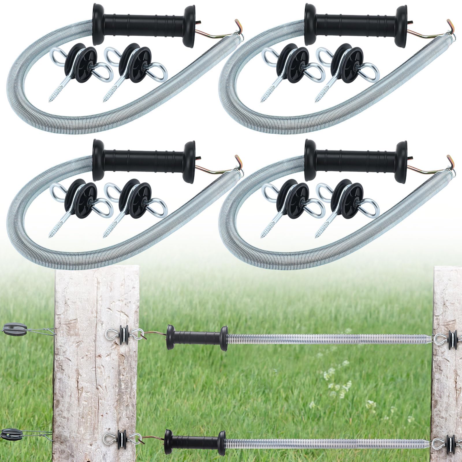 Amazon.com : Hicarer 2 Set Electric Fence Spring Gate Handles Kit ...