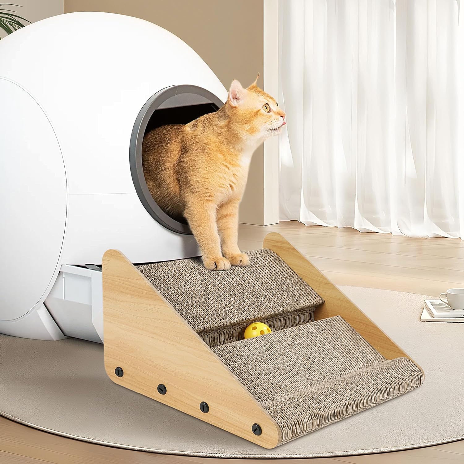 ROYALAY Litter Box Ramp for Elder Cats & Kittens, Corrugated Paper Cat ...
