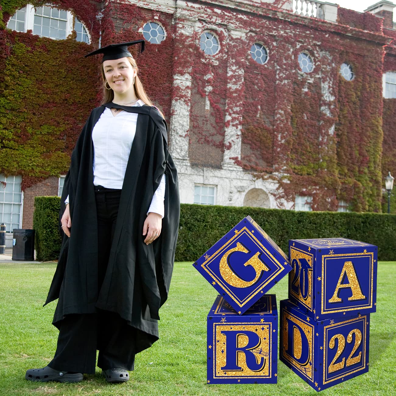 Buy Graduation Card Box Class of 2022- Set of 4 Royal Blue and Gold ...