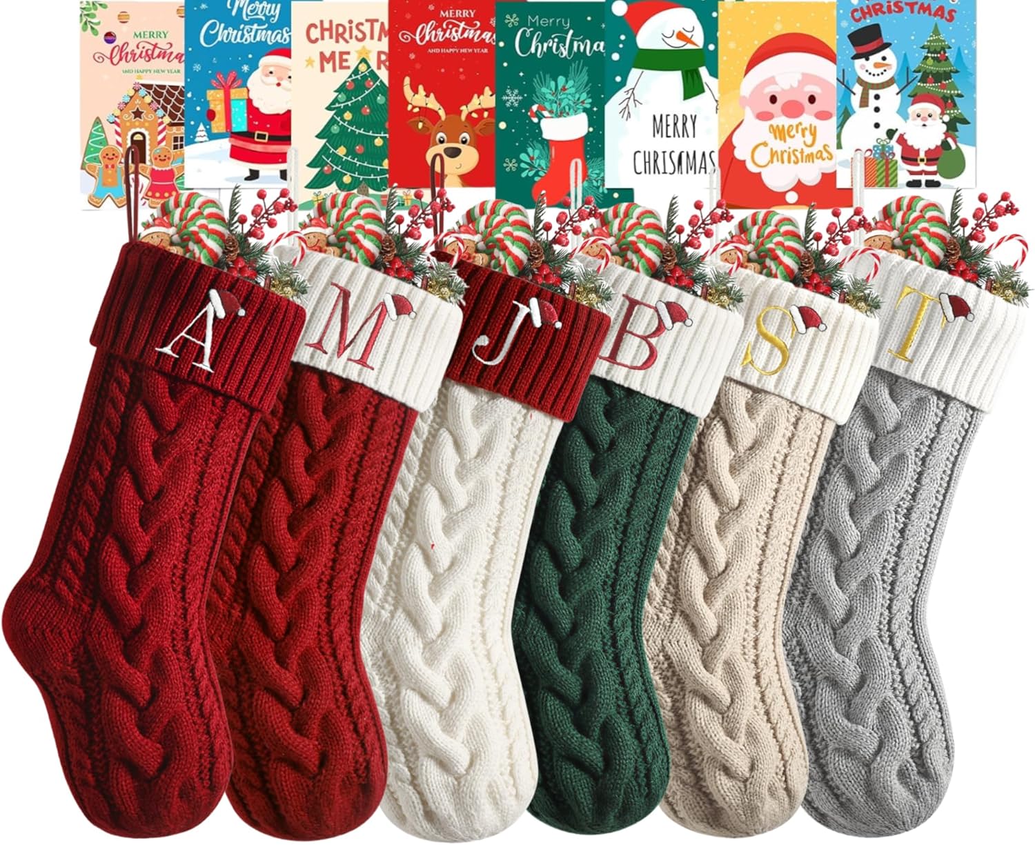 Amazon.com: Christmas Stockings with Initials, Initials Stocking ...