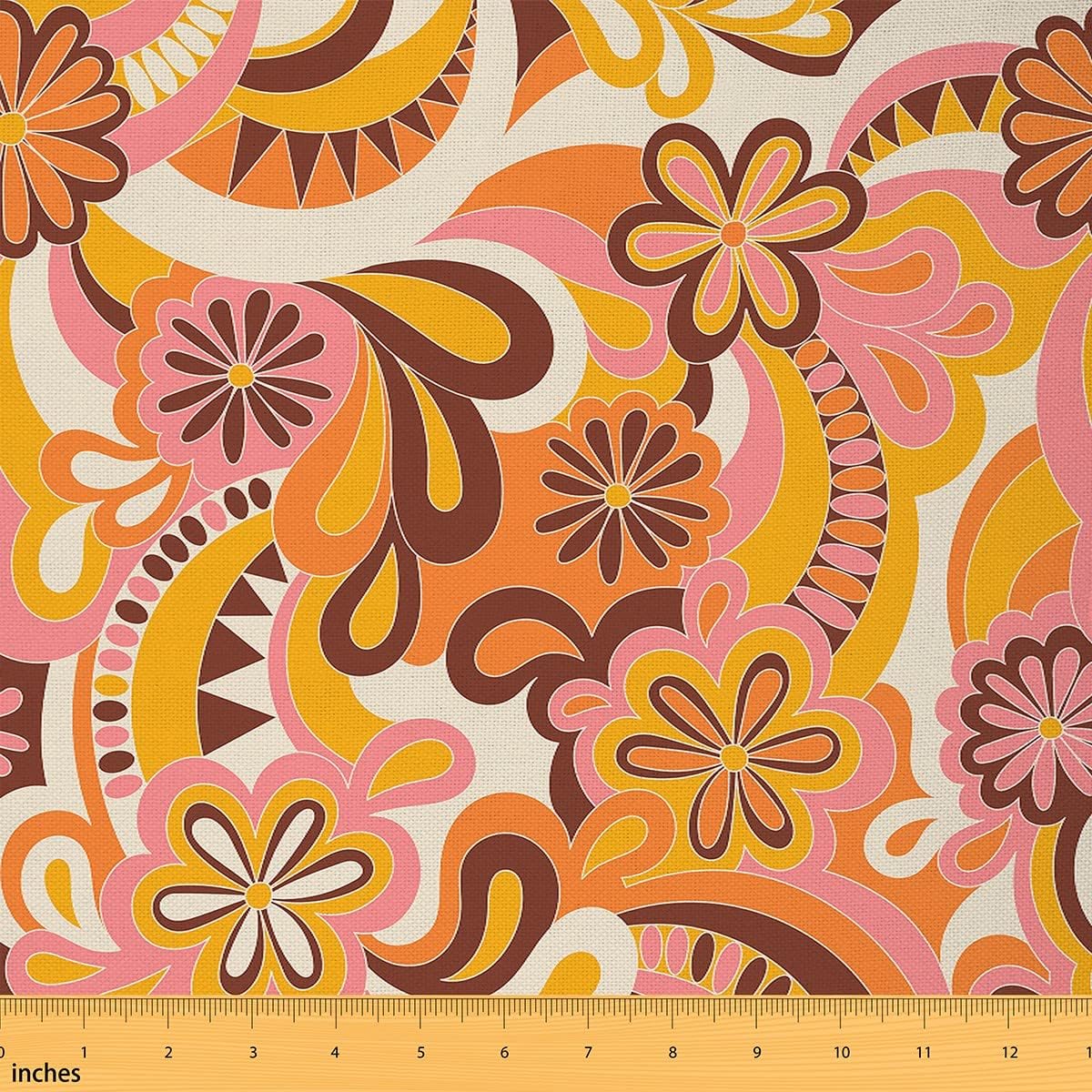 Amazon.com: Retro Hippie Flower Fabric by The Yard - 60S 70S Groovy ...