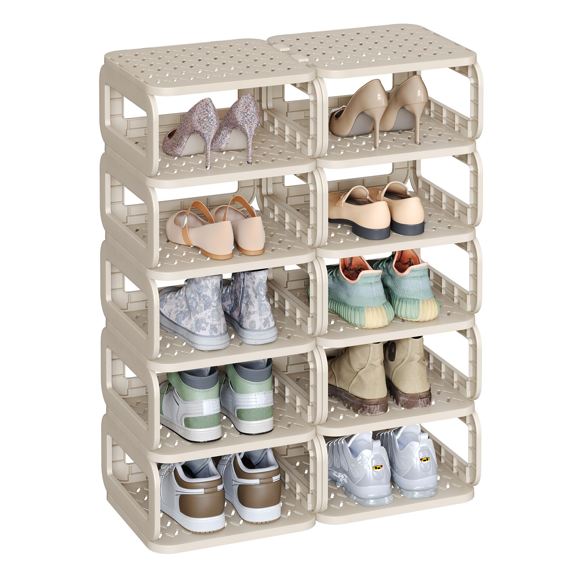 Amazon.com: SONGMICS Shoe Rack, Shoe Organizer, 12 Shelves, Shoe ...