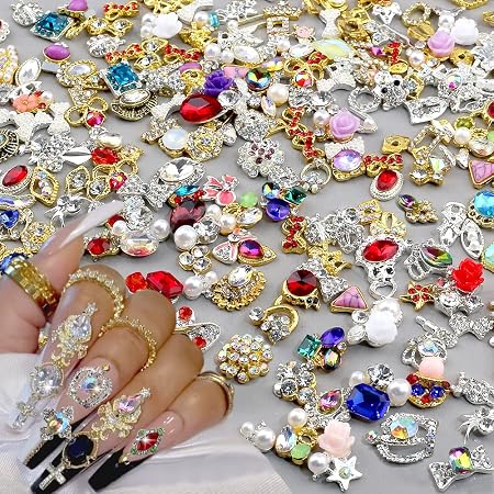 Amazon.com: 30pcs Random Gold Nail Charms Luxury Zircon Nail ...