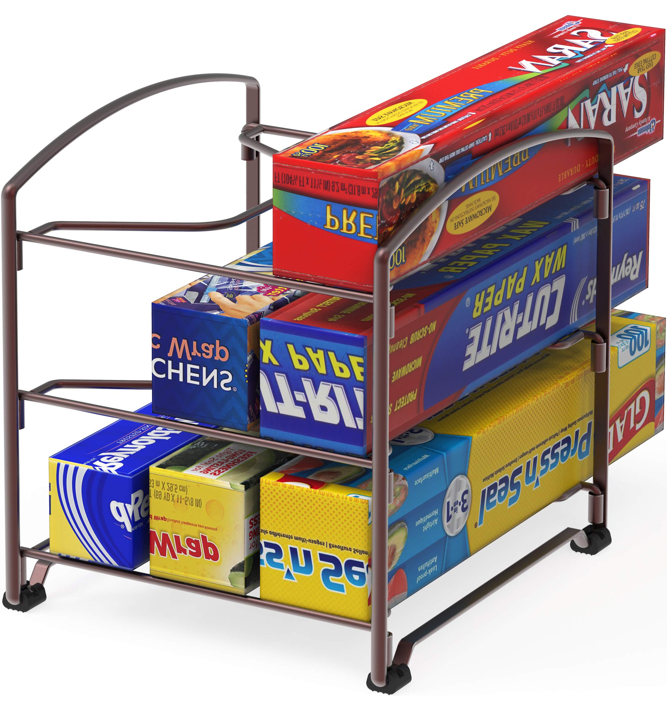 Amazon.com - Simple Houseware Kitchen Wrap Organizer Rack, Bronze