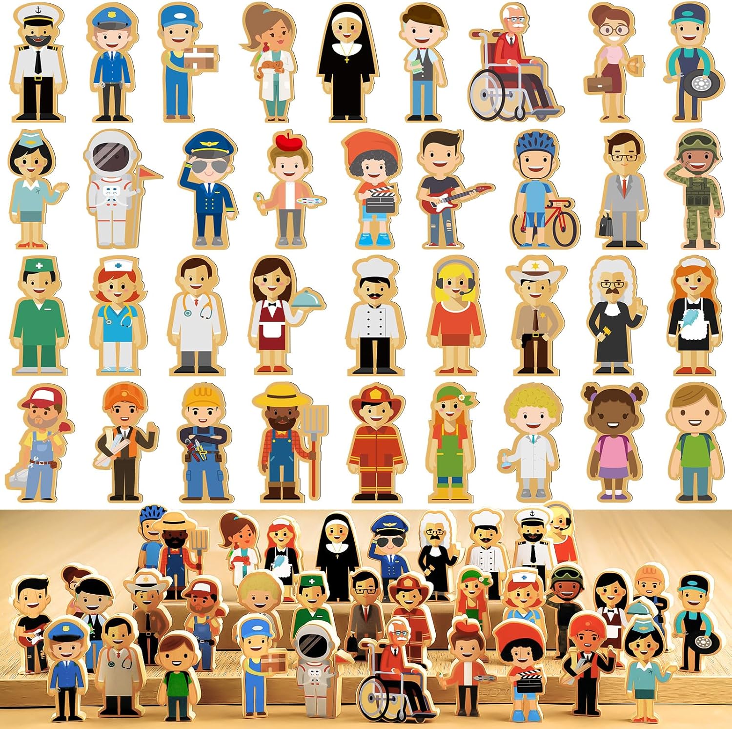 Amazon.com: Kathfly 36 Pcs Wooden Community Helpers Community Wooden ...
